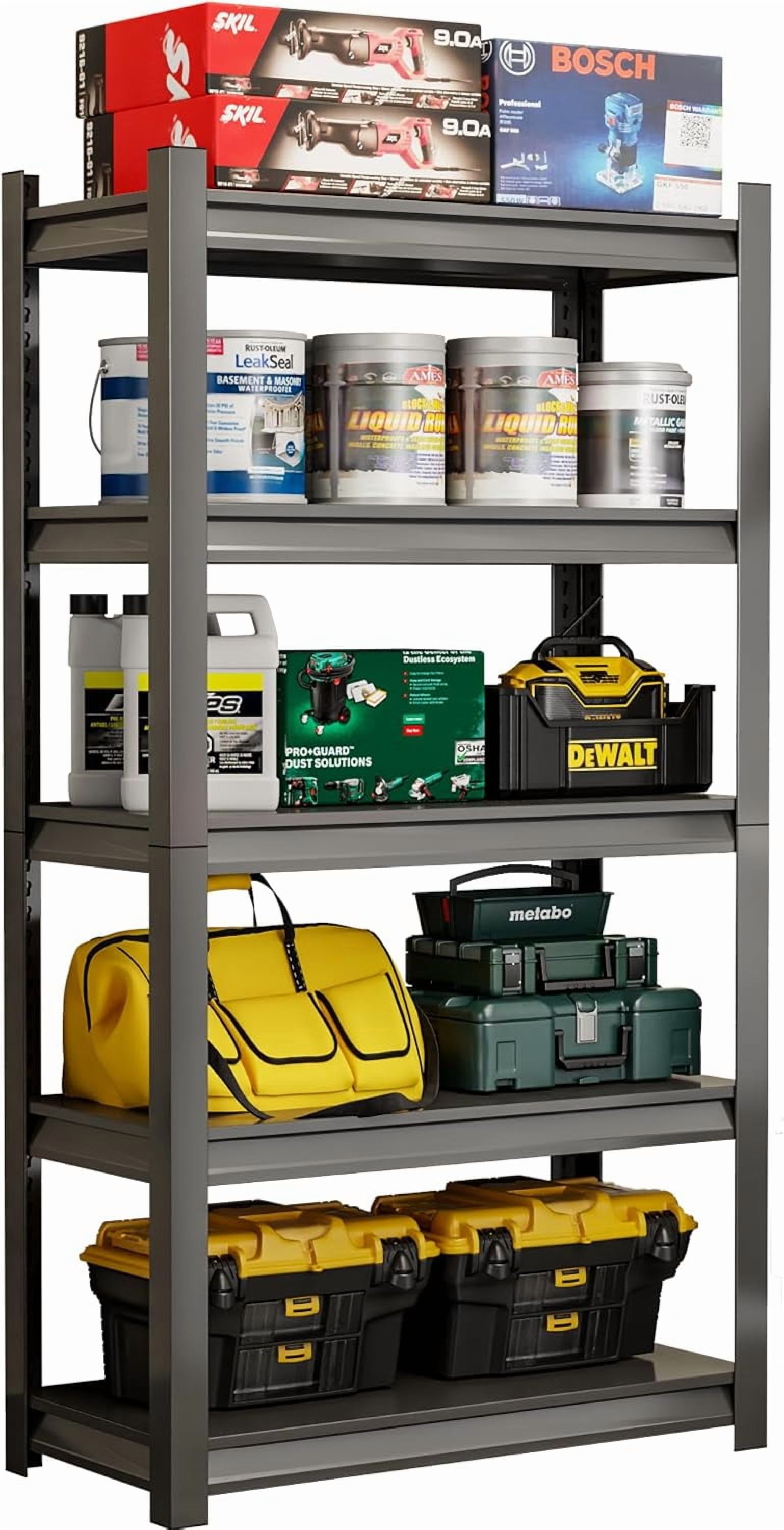 72''H 5-Tier Garage Storage Shelves, Heavy Duty Garage Shelving with ...
