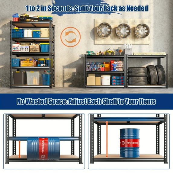 72"H 5-Tier Heavy Duty Metal Storage Shelves (35.5"W×15.8"D), 2000LBS ...