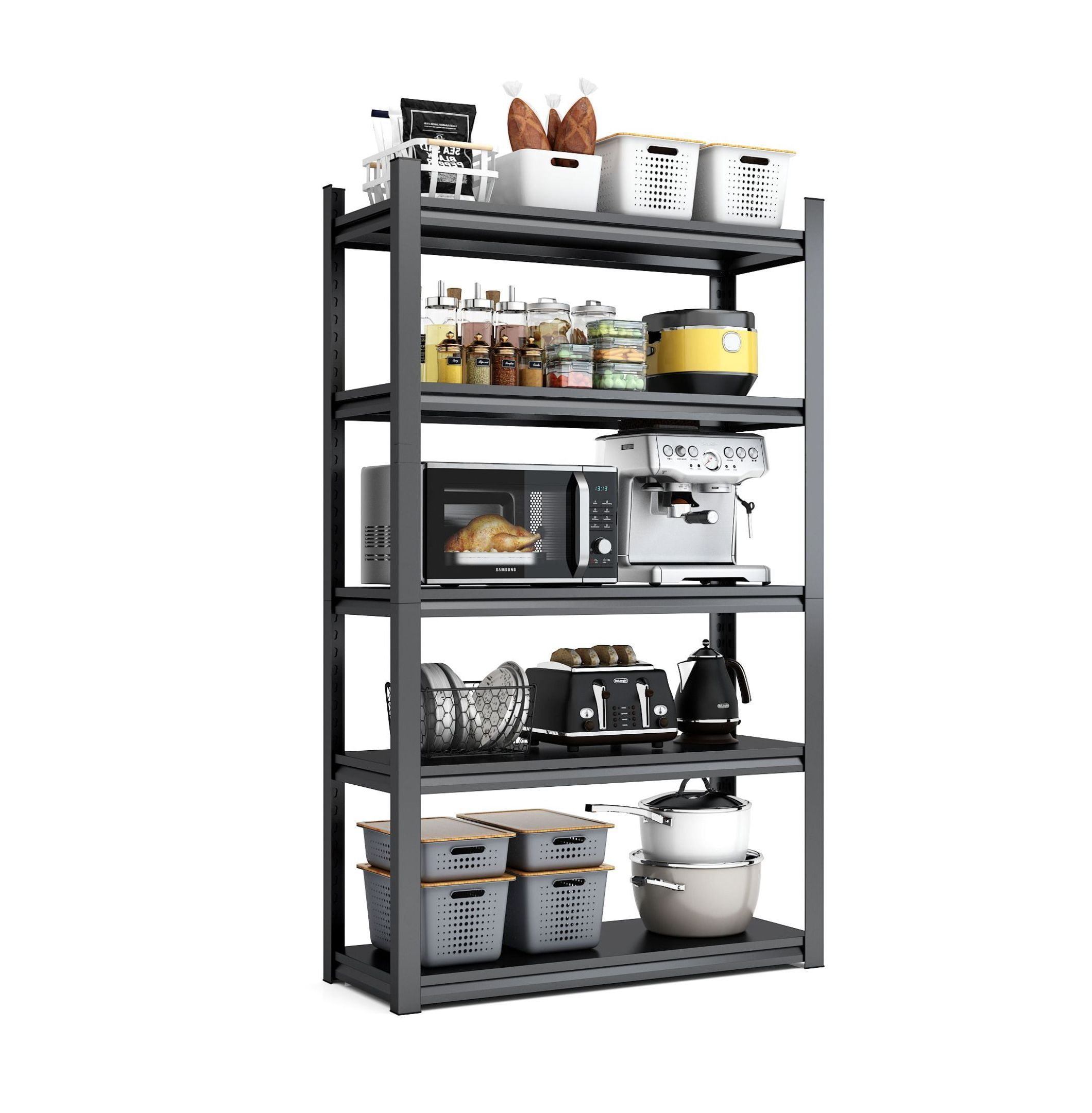72"H 5 Tier Metal Shelves for Storage Garage Shelving 2000LBS Heavy ...