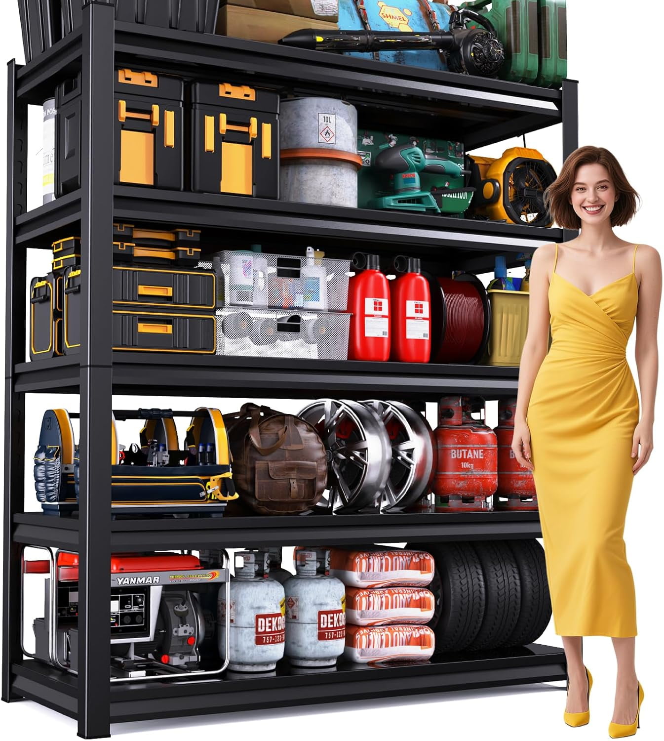 72''H*59''W Garage Shelving 3000LBS Adjustable Storage Shelves,5 Tier ...