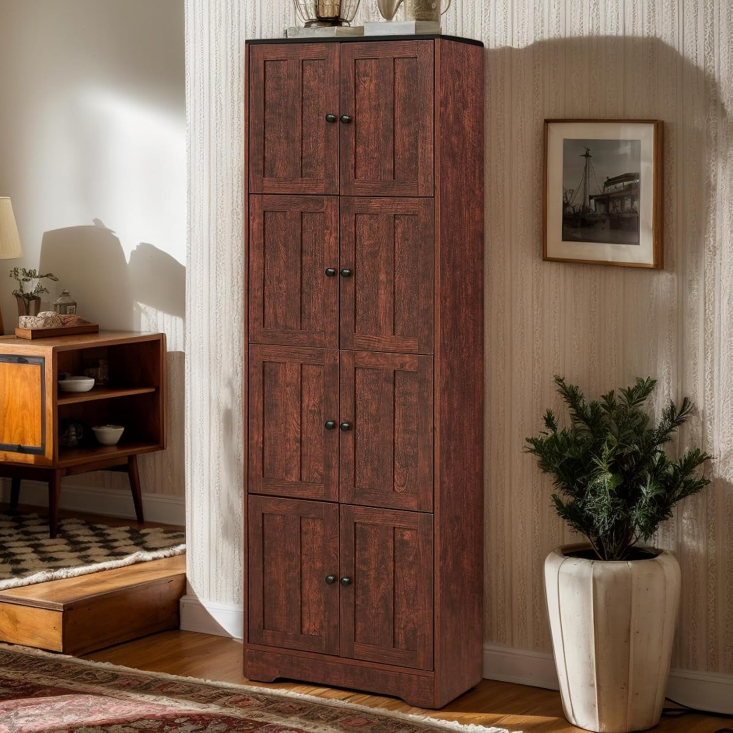 72" H Function Home Storage Cabinet with 8 Doors, Freestanding Kitchen ...
