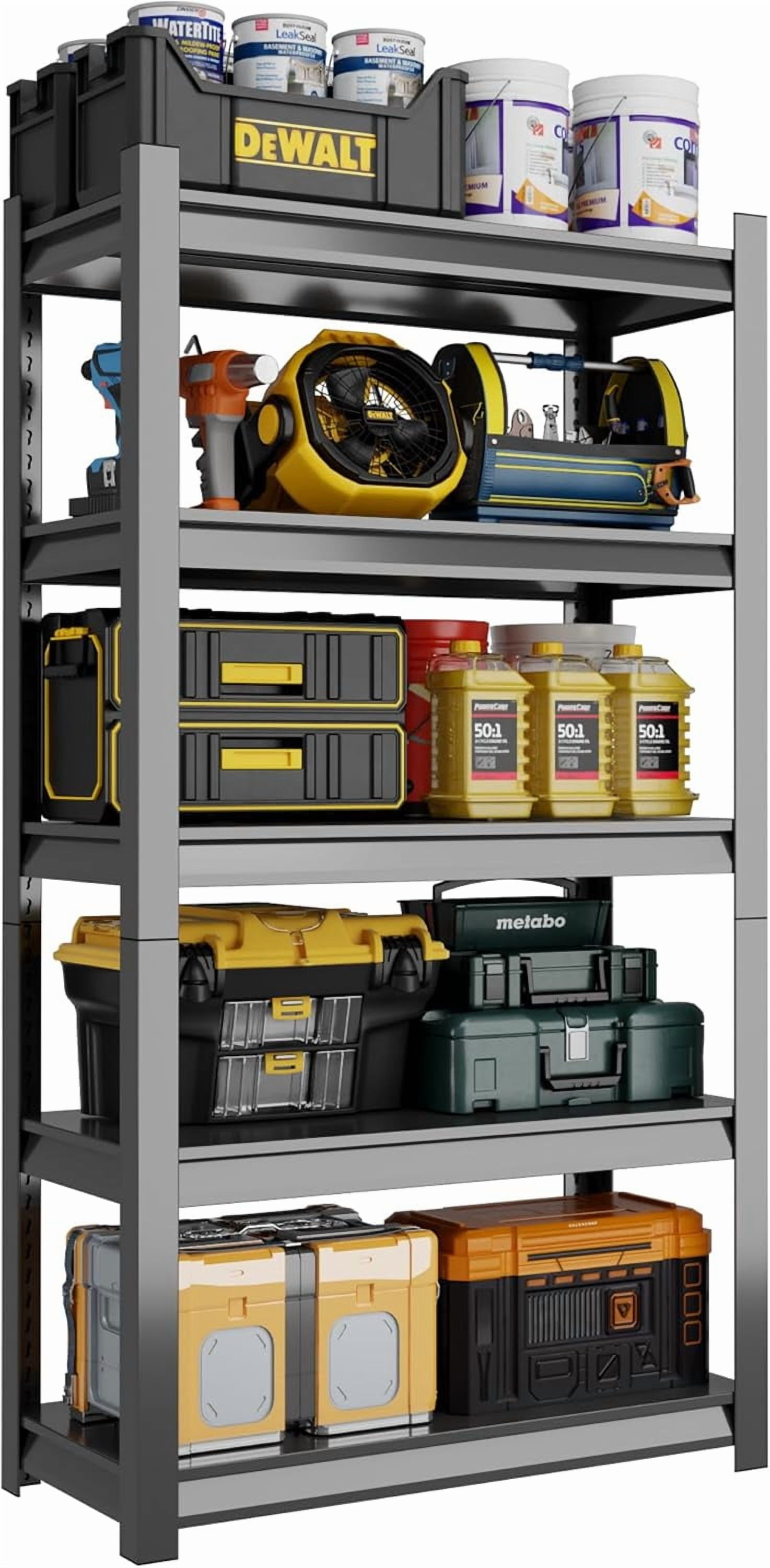 72" H Garage Shelving, 2500LBS Heavy Duty Shelving, Adjustable 5 Tier ...