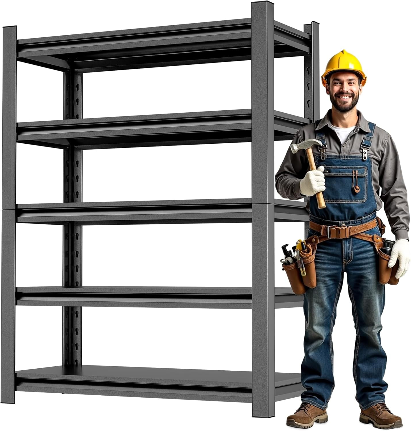 72" H Garage Shelving, 3000bls Heavy Duty Storage Shelves Units, 5 Tier ...