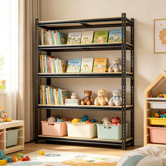 72"H Garage Shelving, 3250 lbs Storage Shelves Heavy Duty, 5-Tier ...
