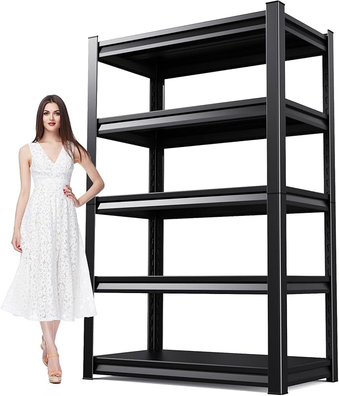 72" H Garage Shelving 5-Tier Storage Shelves 3000LBS Heavy Duty Shelf ...