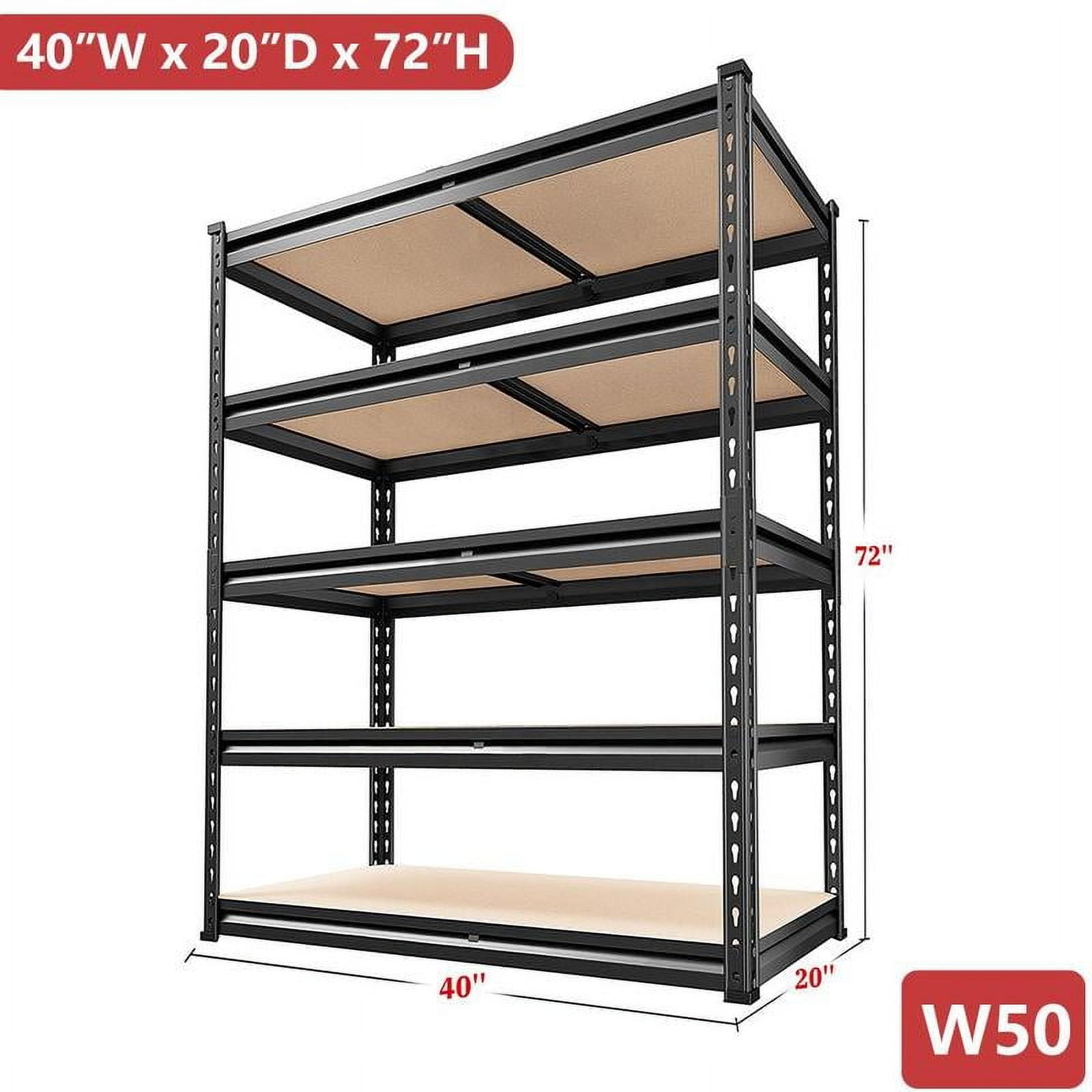 72" H Garage Shelving, 5 Tier Storage Shelves Load 2500 lbs, Adjustable ...