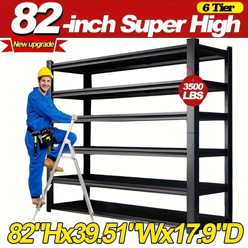 72"H Garage Shelving Heavy Duty Storage Shelves 3000LBS Adjustable 5 ...