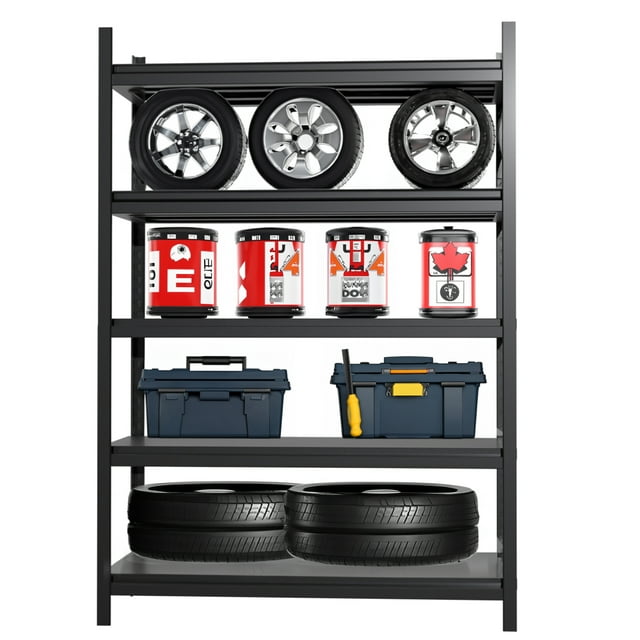 "72"" H Heavy Duty Steel Garage Shelving, 5-Tier Adjustable Storage ...