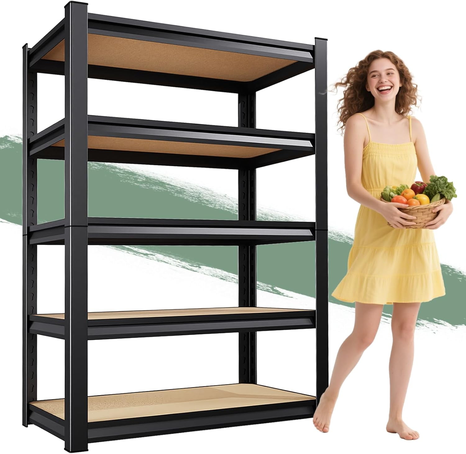 72"H,Garage Shelving,Load 2500LBS Heavy Duty Storage Shelves,5 Tier ...