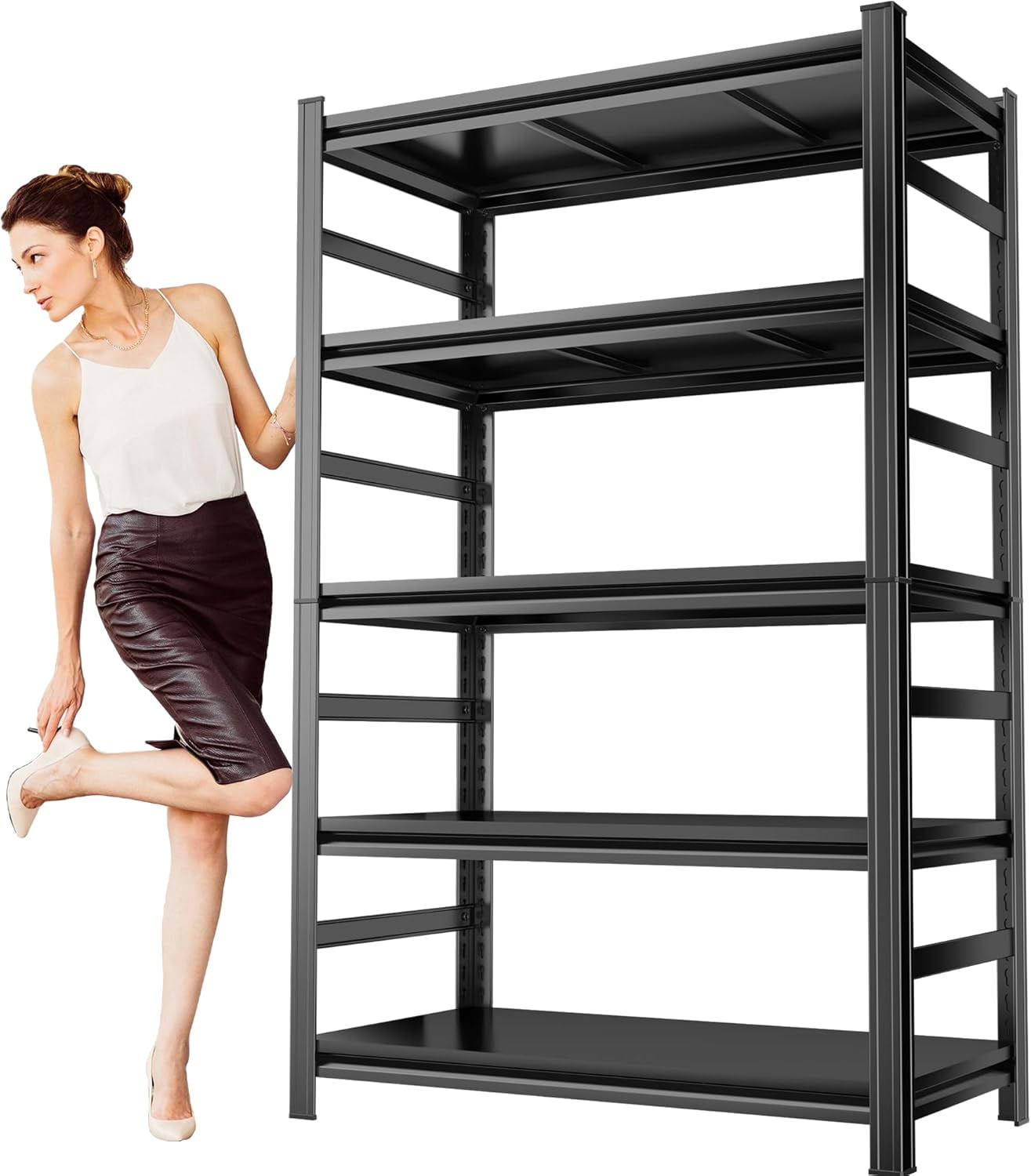 72" H Garage Shelving Unit-Adjustable 5-Tier Heavy-Duty Metal Storage ...