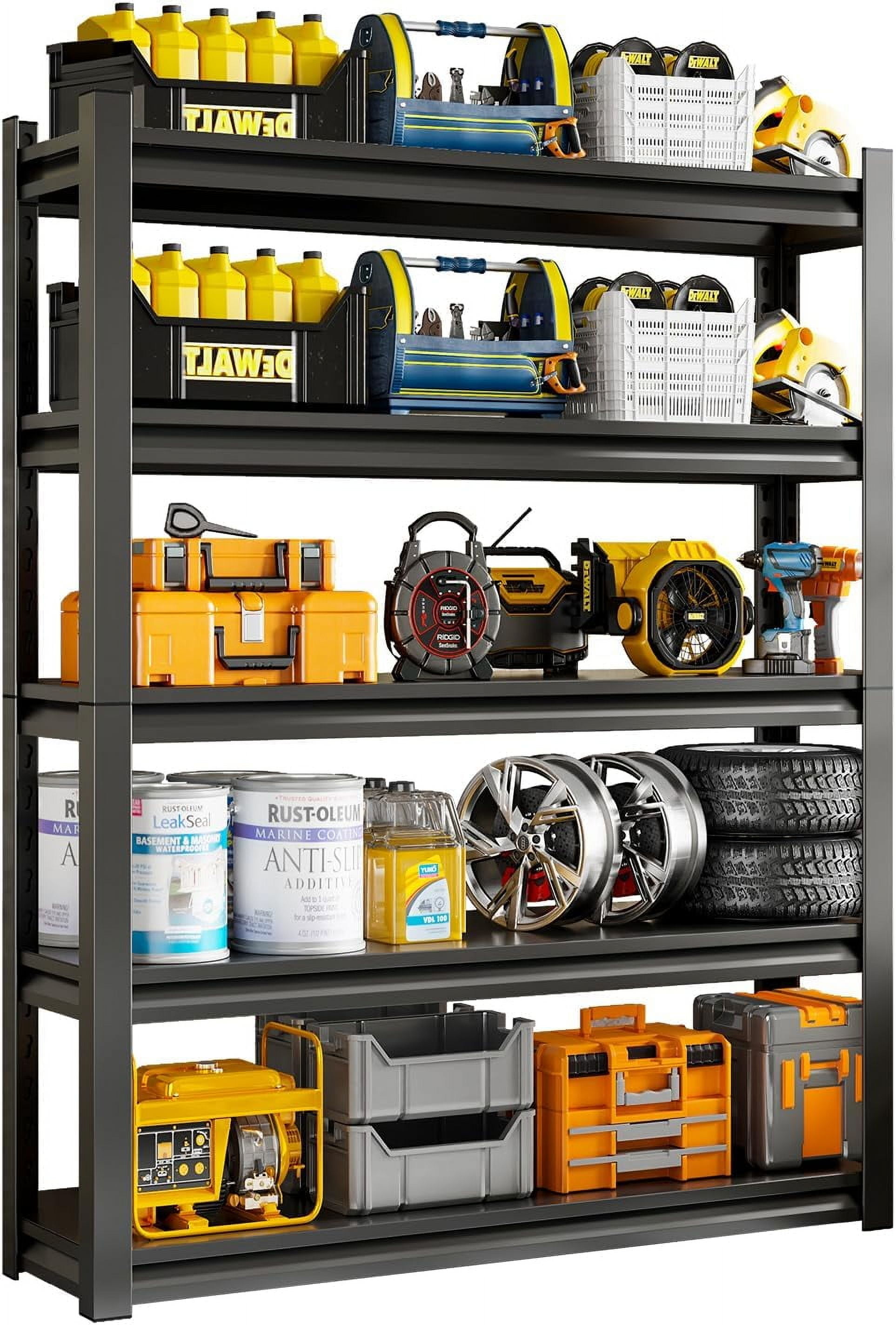 72" H Garage Shelving Unit, Garage Storage Shelves 2500LBS Heavy Duty Shelving, Adjustable 5 ...