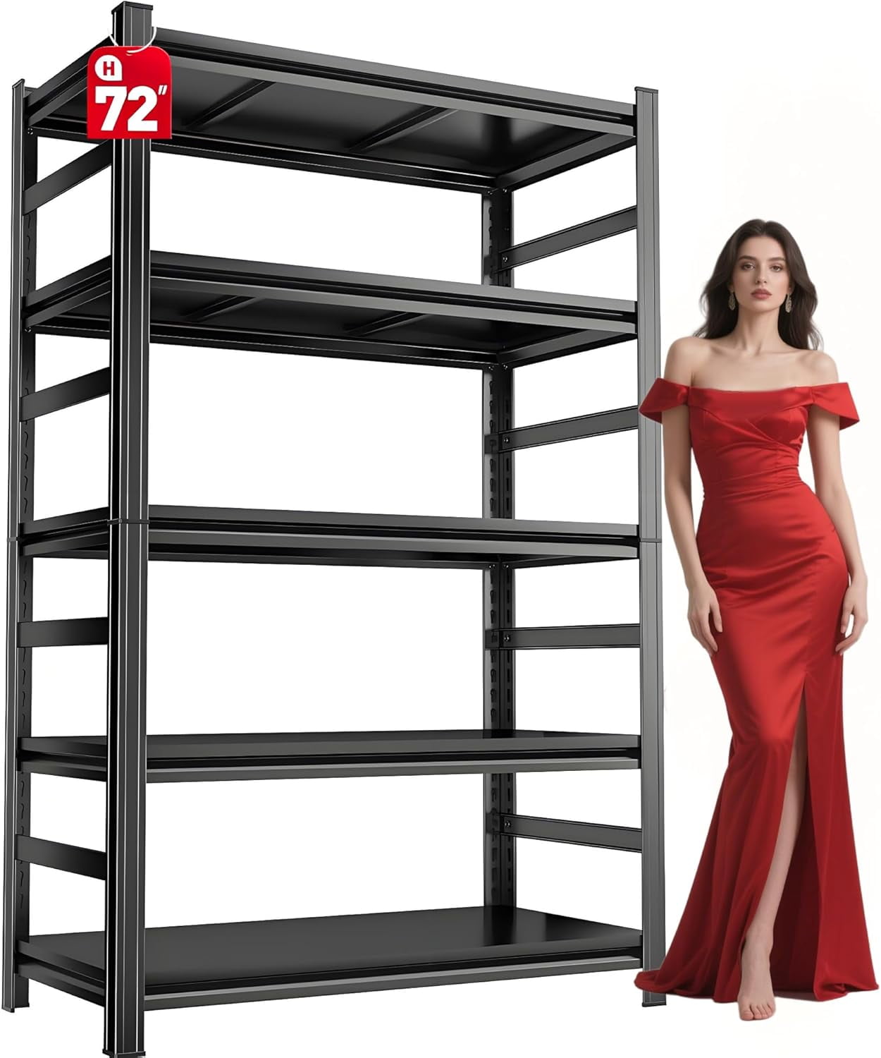 72" H Garage Shelving Unit Heavy Duty 5-Tier Adjustable Storage Shelf ...