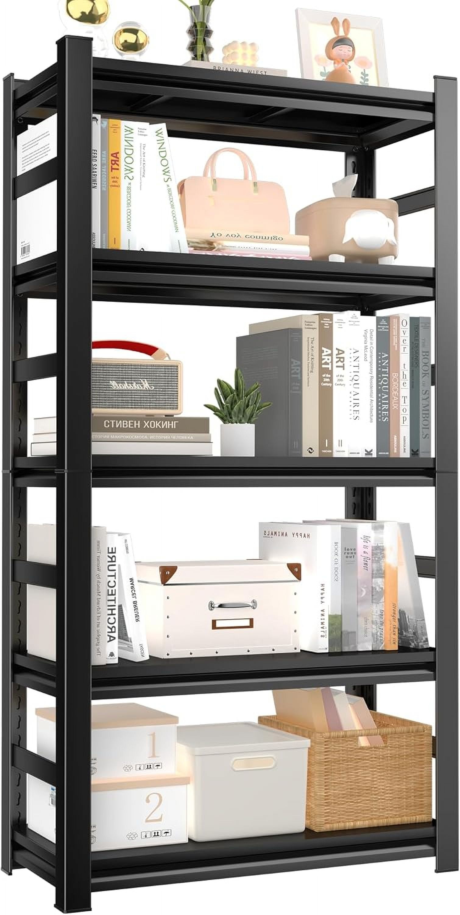 72" H Industrial Bookshelf&Bookcase, 5 Tier Adjustable Tall Book ...