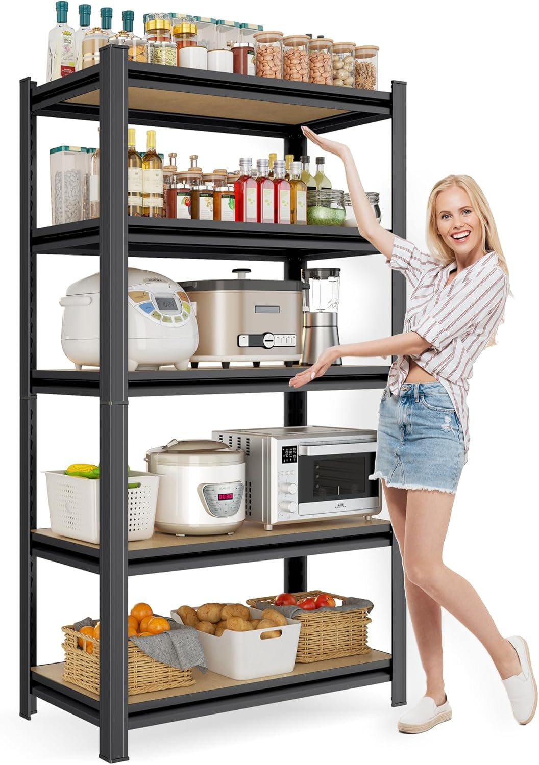 72" H,Kitchen Storage Shelves Pantry Shelves,5-Tier Adjustable Shelf ...