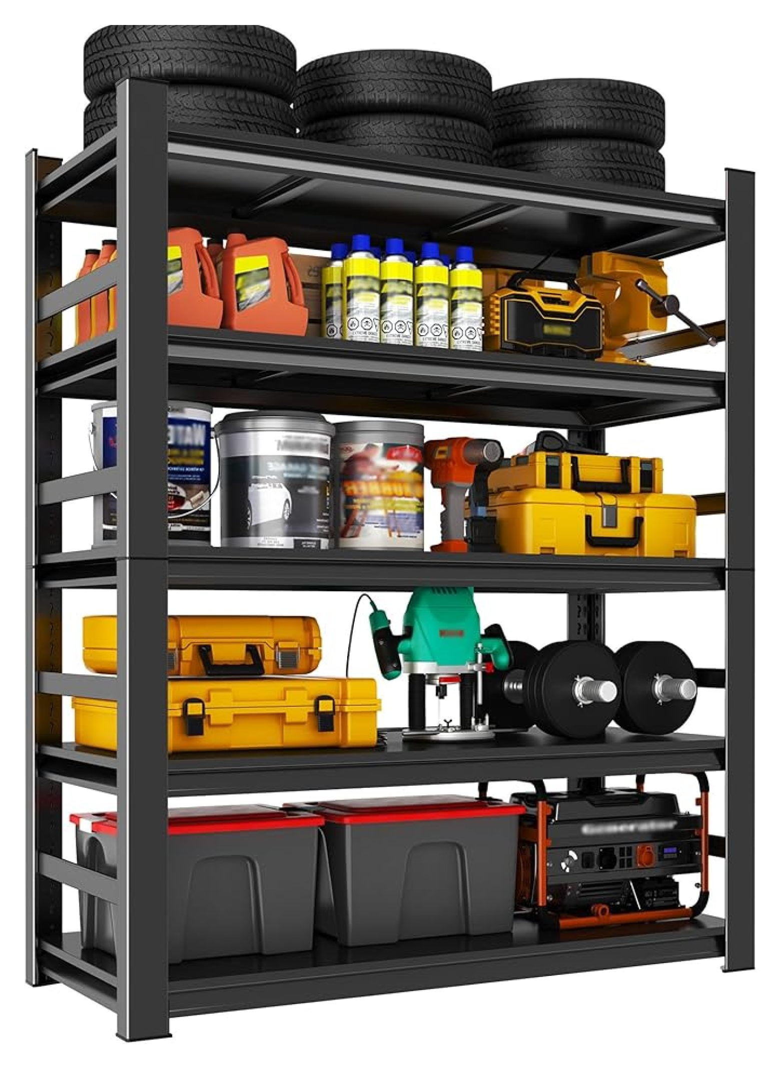 72" H Metal Garage Shelving Unit, 5-Tier Adjustable Garage Storage ...