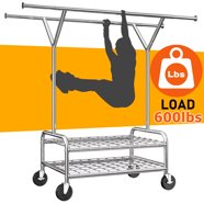 Whitmor Adjustable Rolling Expandable Garment Rack, Metal, Black and ...