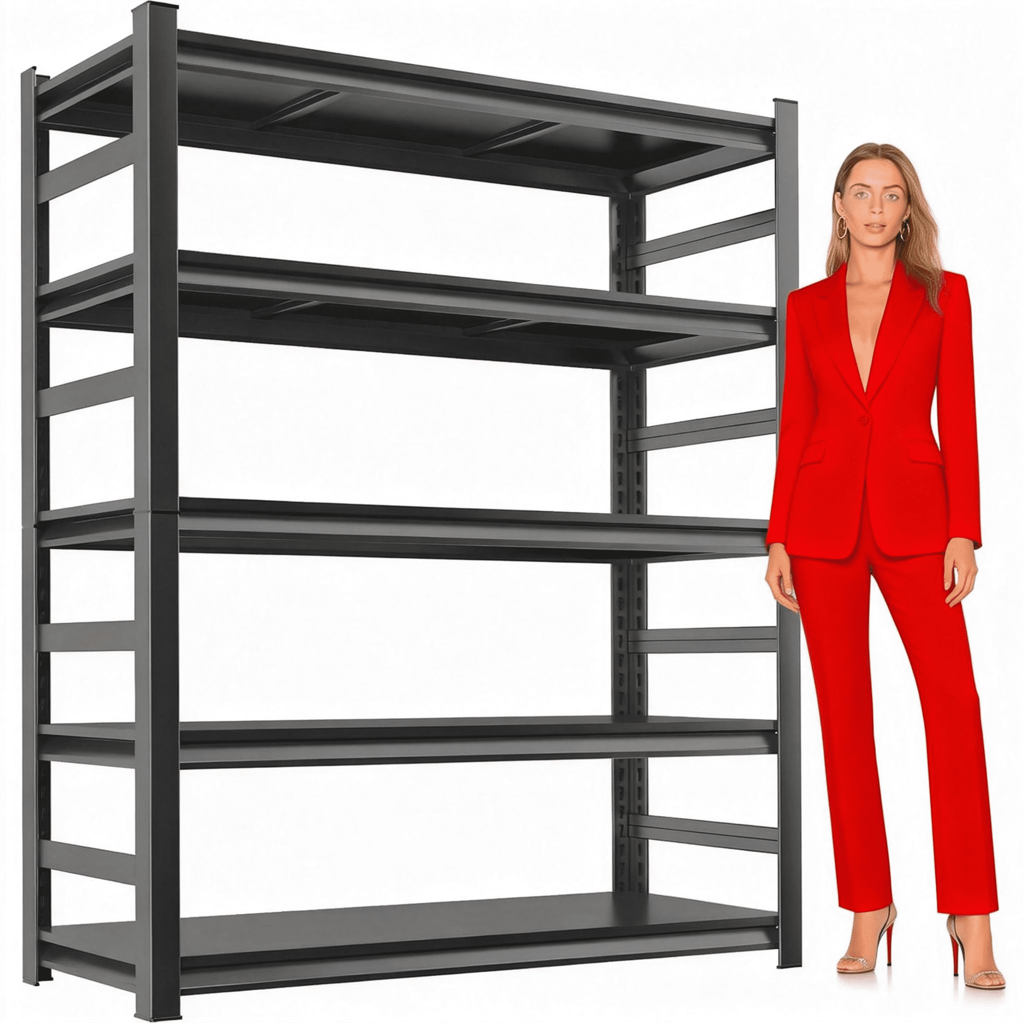 72" H x 36"W Metal Garage Shelving Unit, 5-Tier Heavy Duty Garage ...