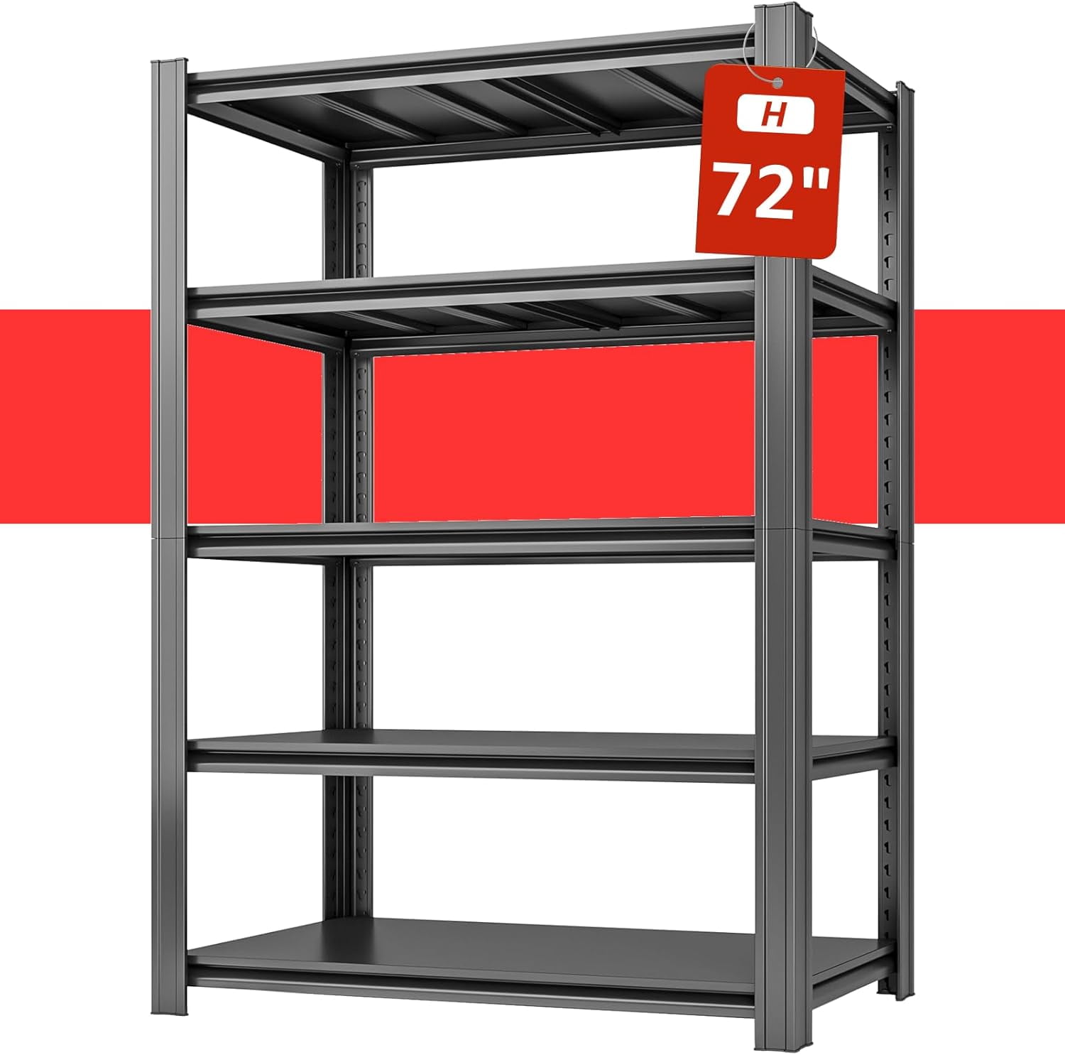 72" H x 47.24" W Metal Garage Storage Shelves, 5 Tier Adjustable ...