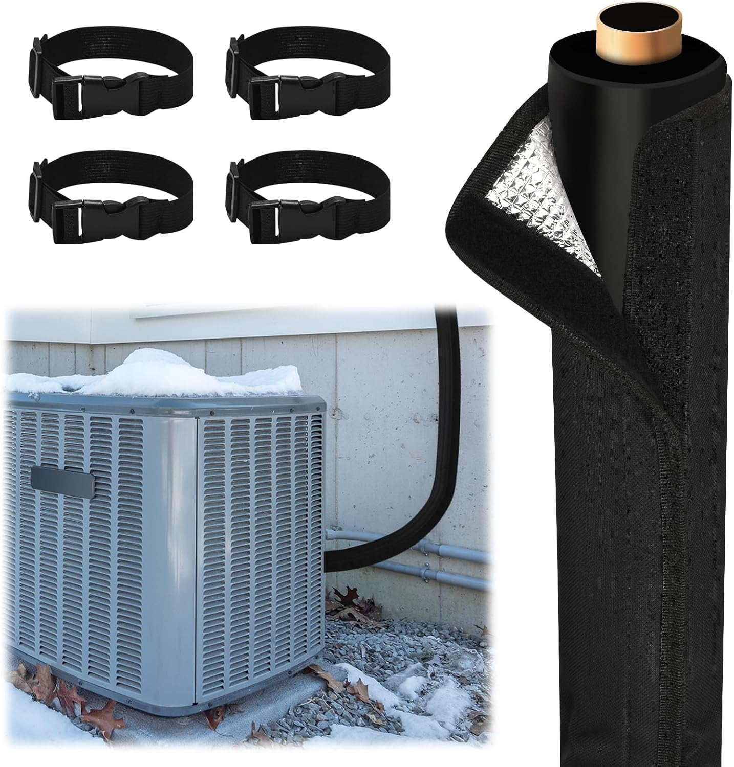 72" HVAC Copper Pipe Insulation, 3 Layer Outdoor AC Line Insulation ...