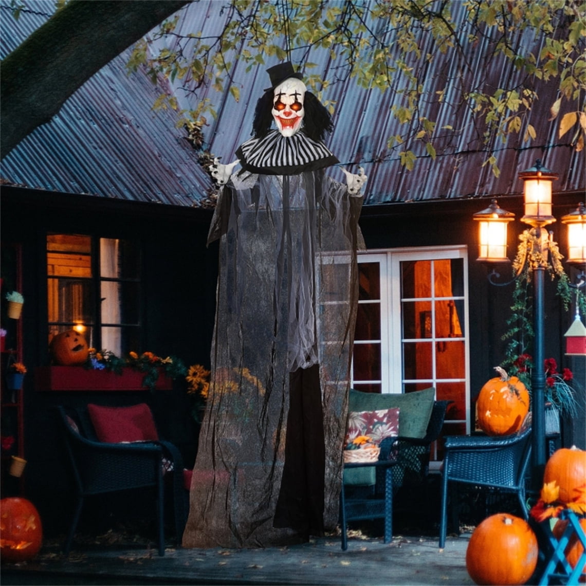 72" Halloween Animatronics Standing Clown Animated Decoration with ...