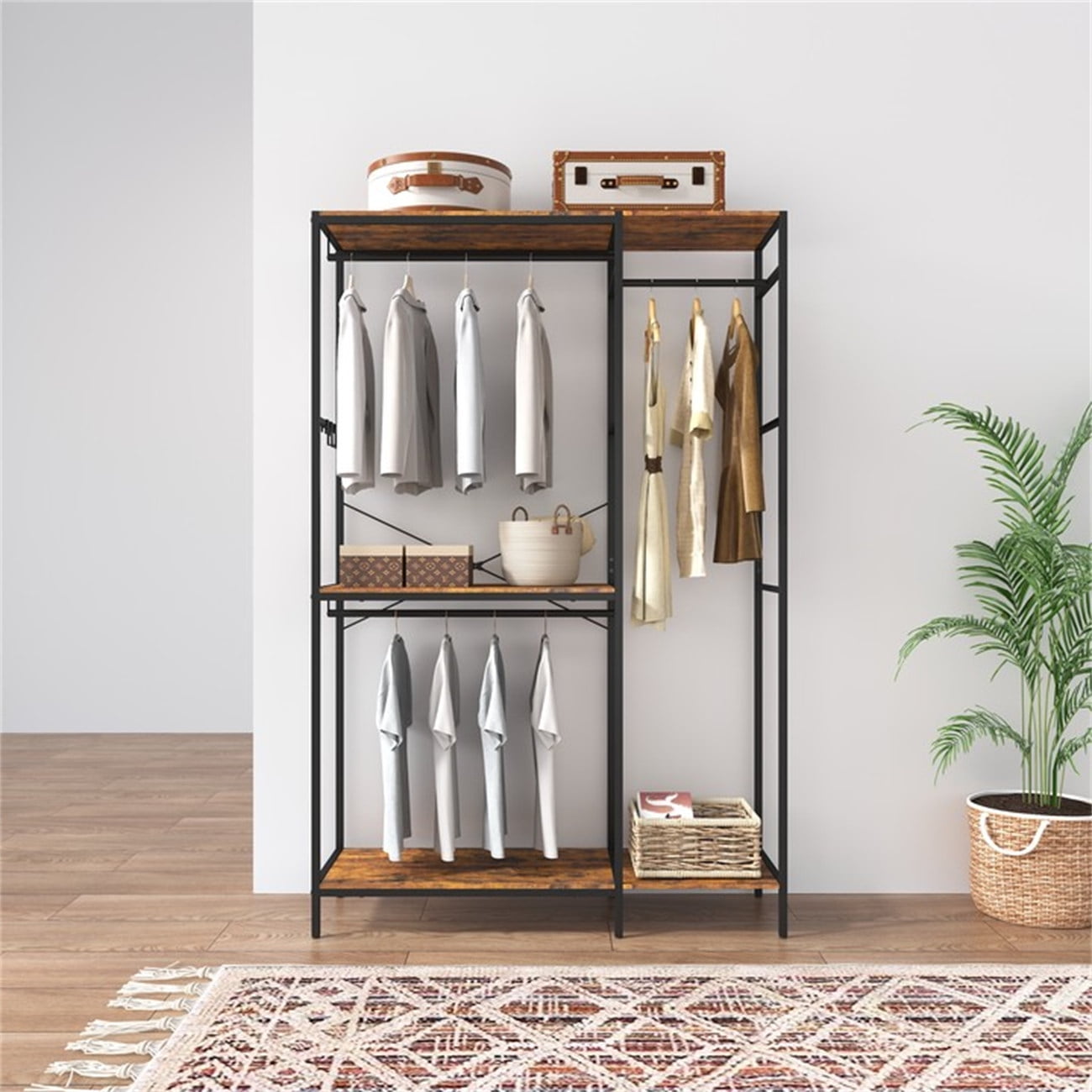 72" Heavy Duty Freestanding Closet Organizer, Metal Clothes Rack with ...