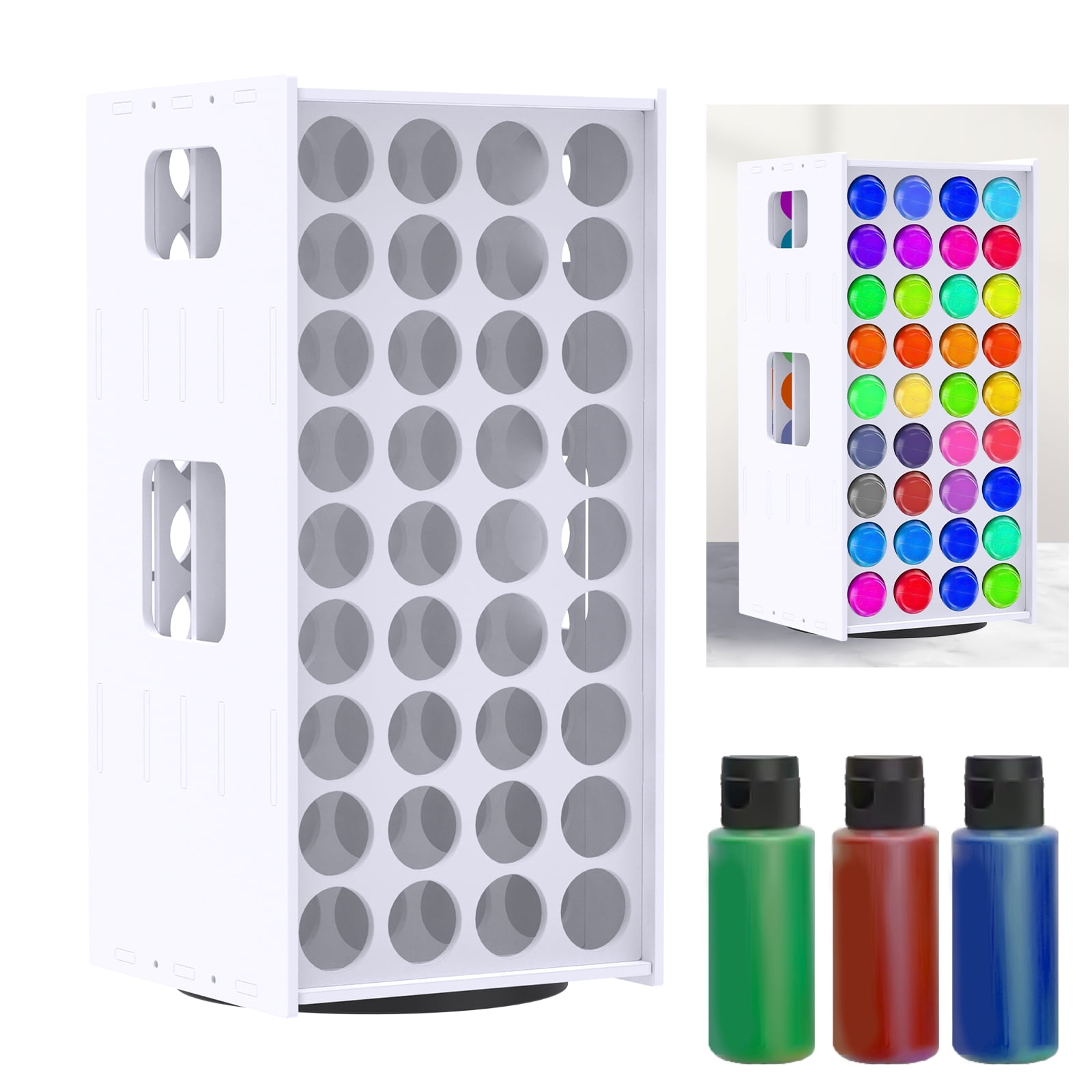 72 Holes Craft Paint Storage Rack Paint Storage Tower Vertical 360 ...