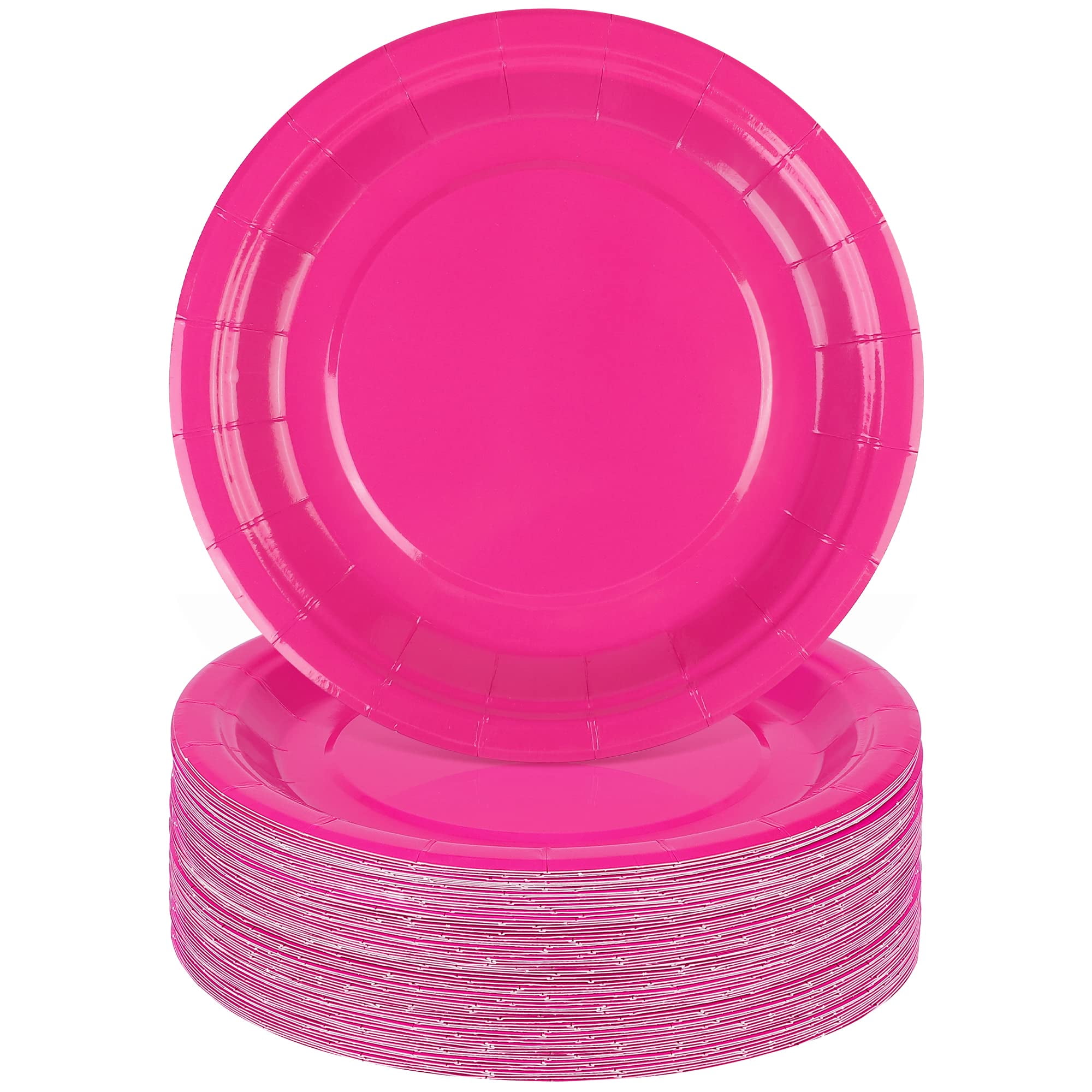 72 Hot Pink Party Paper Plates - Vibrant Disposable Dessert Plates for ...