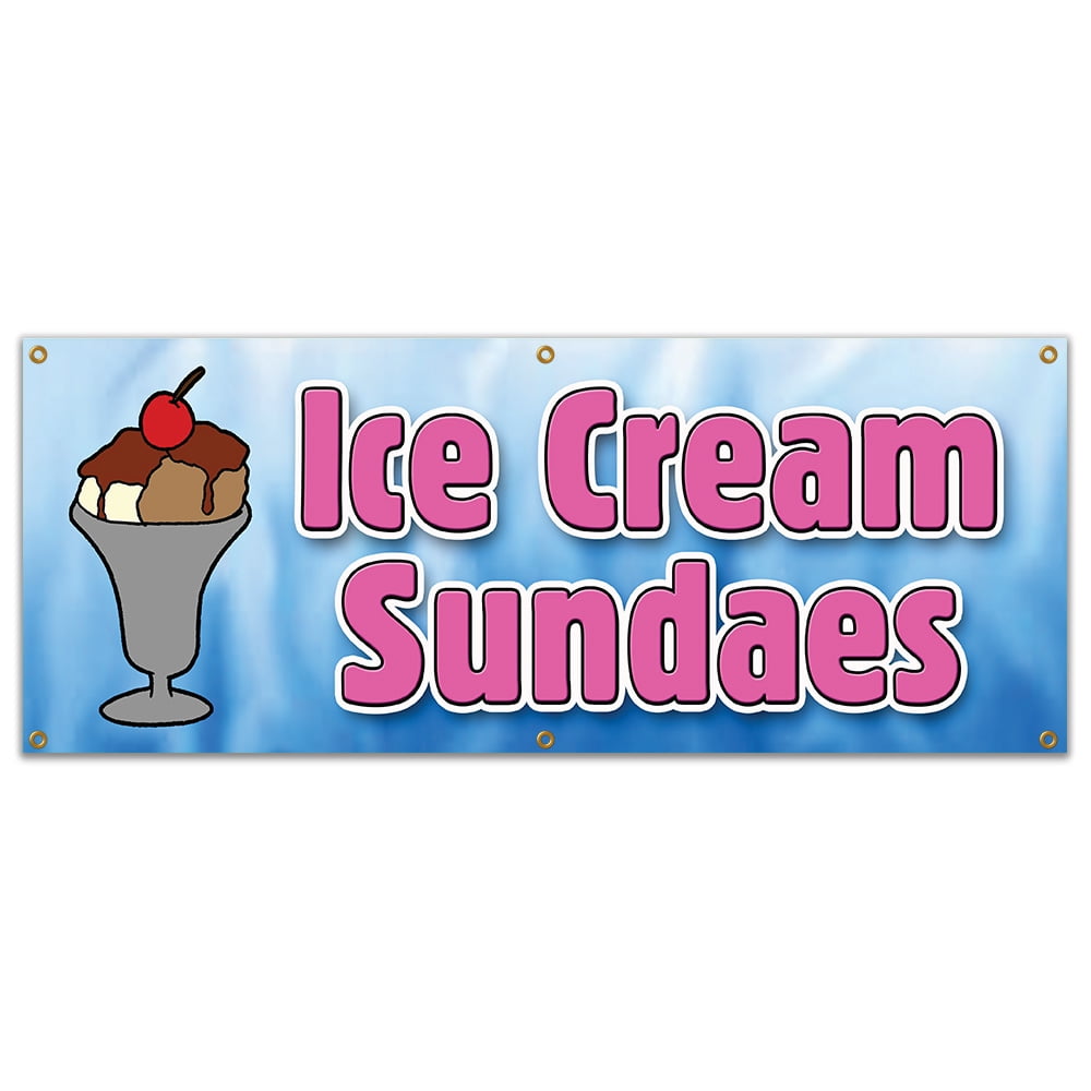 72" ICE CREAM SUNDAES BANNER SIGN cones float banana split egg cream ...
