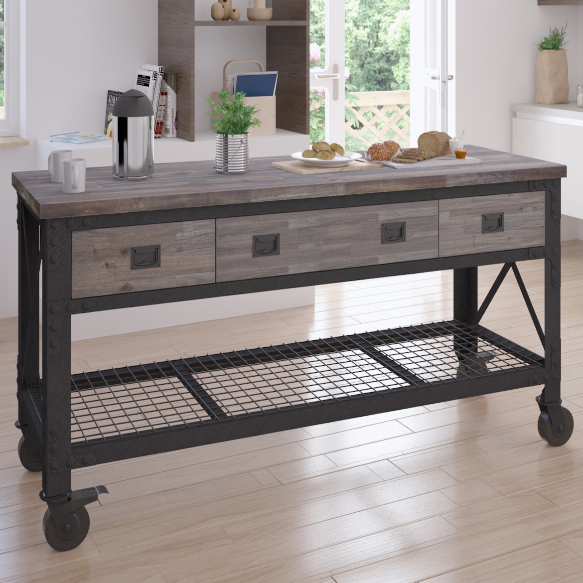 72x24 In. 3-Drawer Mobile Garage Workbench with Wheels, Steel Storage ...