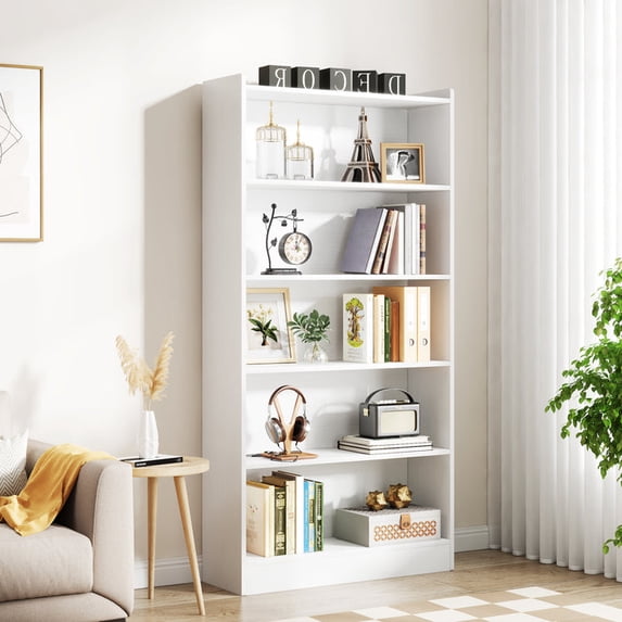 72 Inch 6-Tier Freestanding Bookcase - Contemporary Tall Open Storage ...