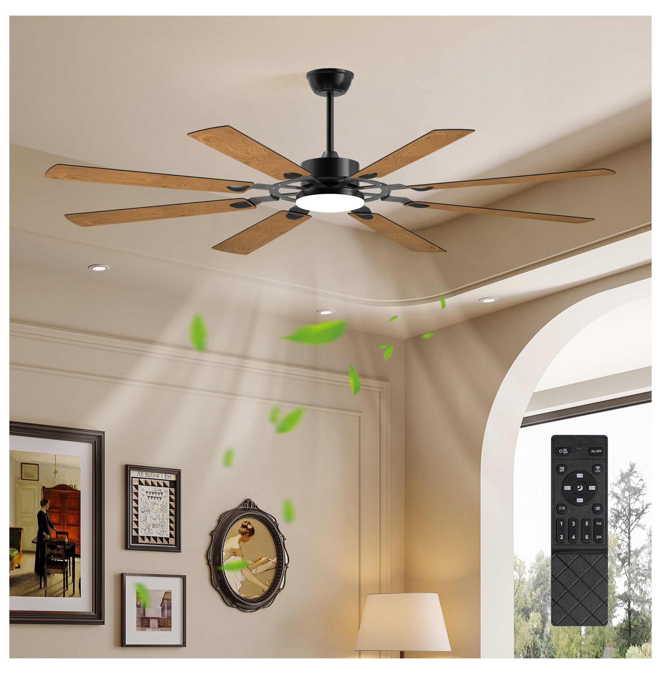 72-Inch 8-Blade Large Ceiling Fan,Reversible Quiet DC Motor,Indoor ...