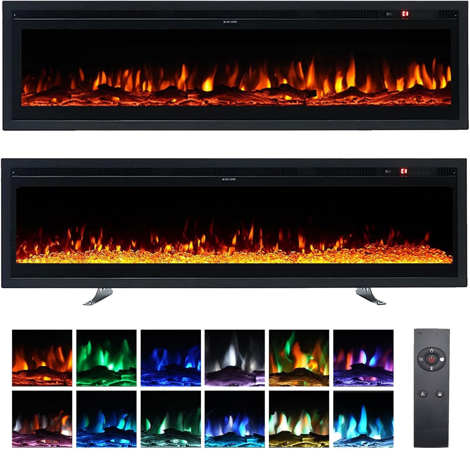 72 Inch Electric Fireplace, Wall Recessed & Wall Mounted Fireplace ...