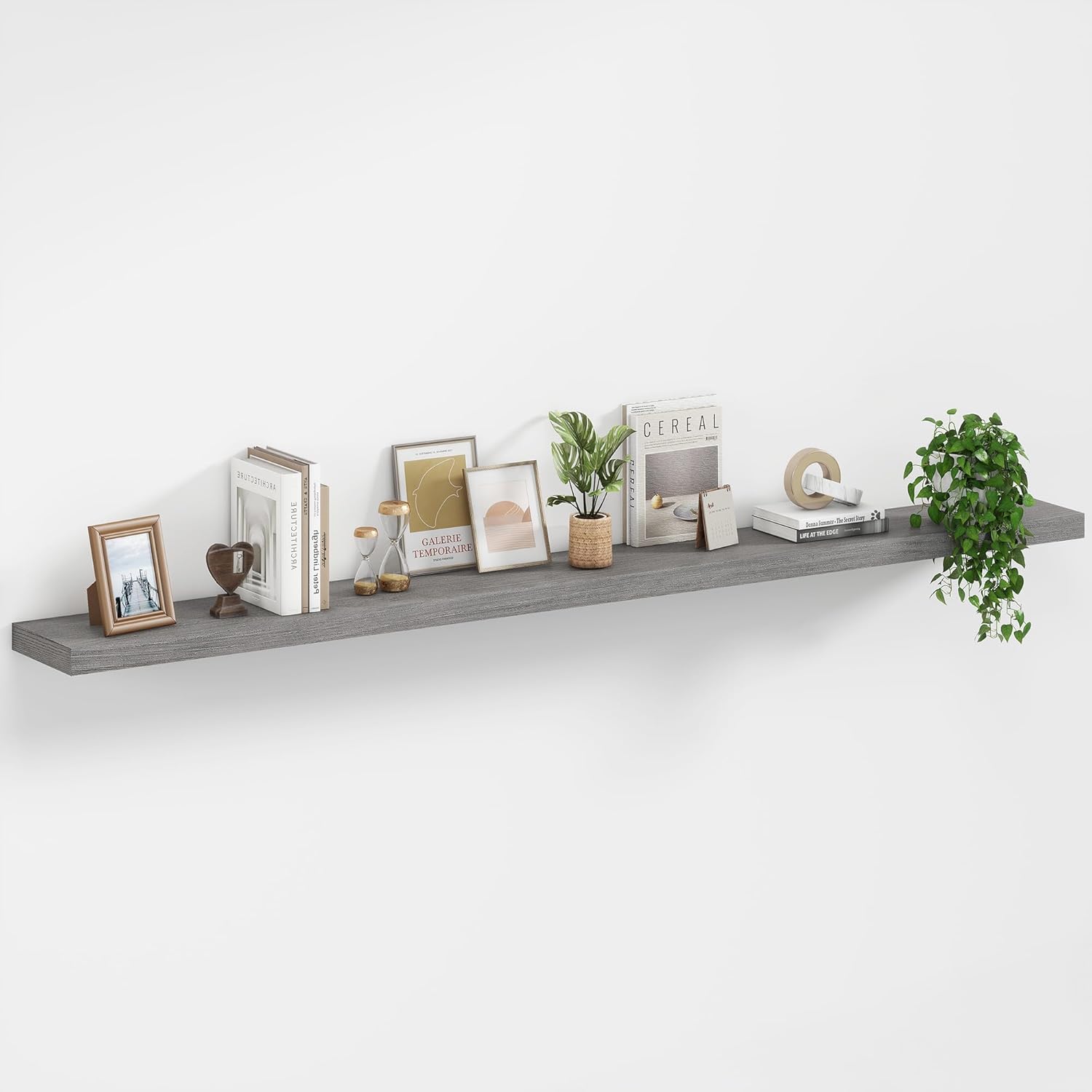 72 Inch Fireplace Mantel Shelf, USA-Sourced Rustic Elm Wood Floating ...