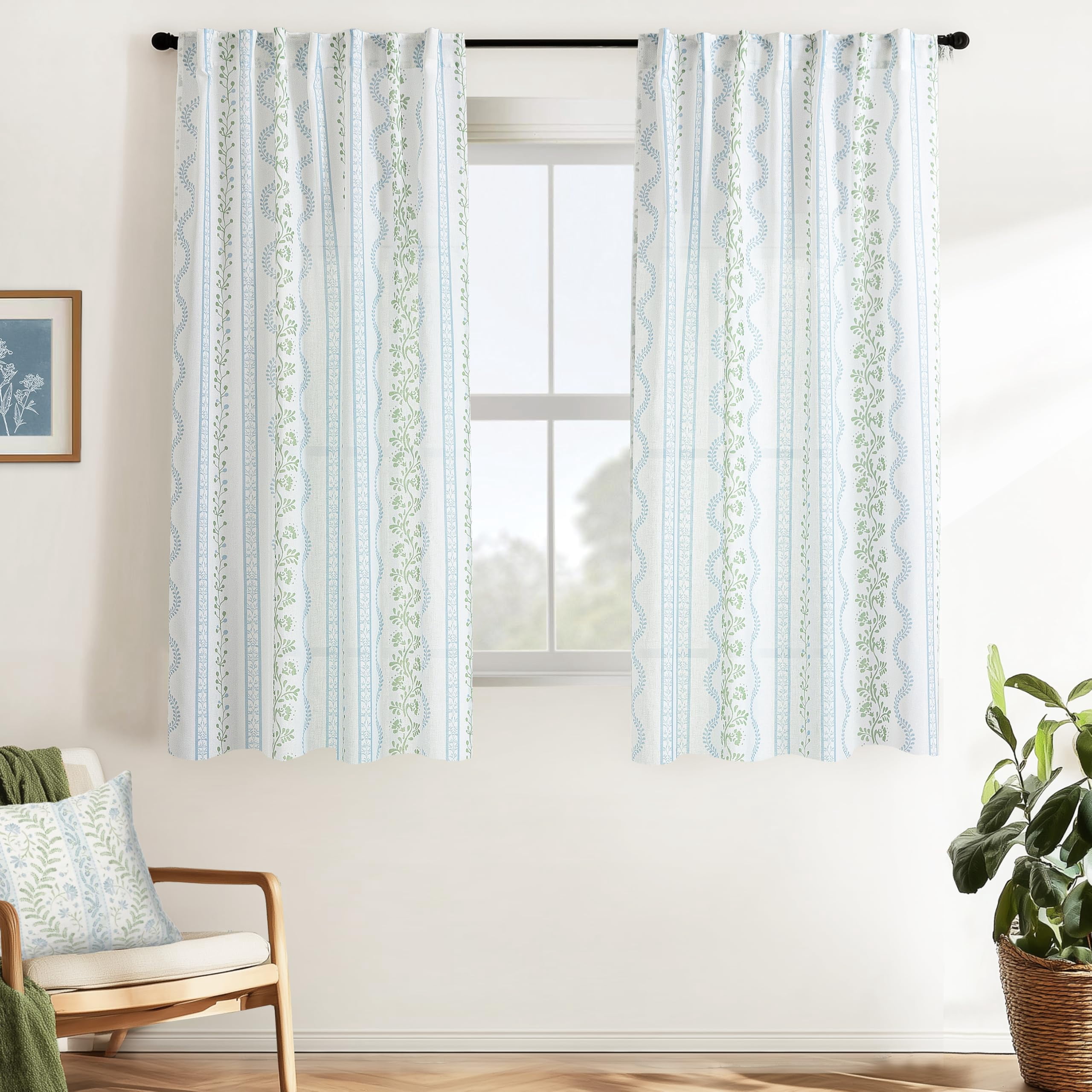 72 Inch Flsheer Curta Countrytcore Semi Drapes For Living Room Bedroom ...