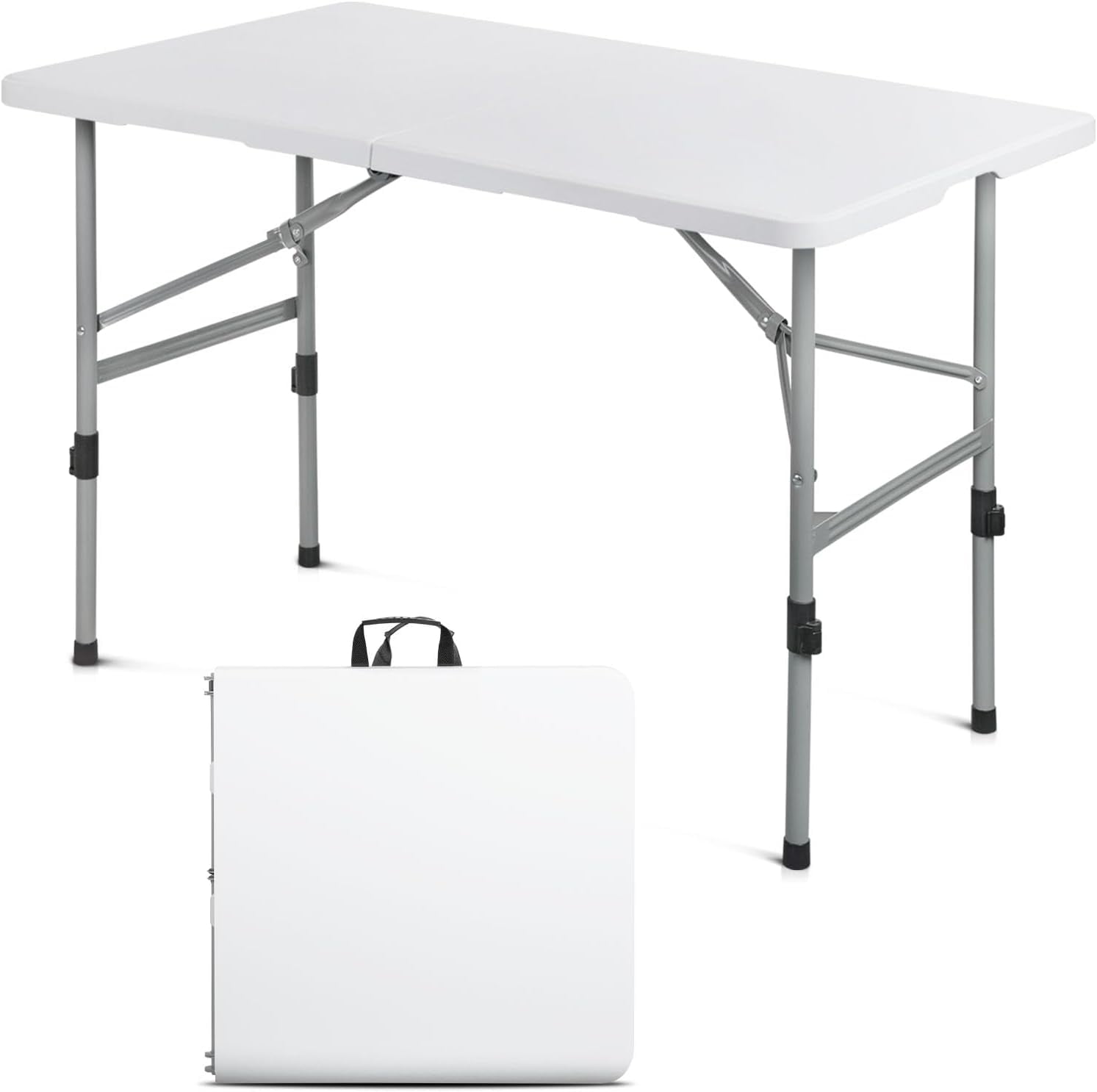 72 Inch Folding Table with Carry Handle, Portable Heavy Duty Plastic ...
