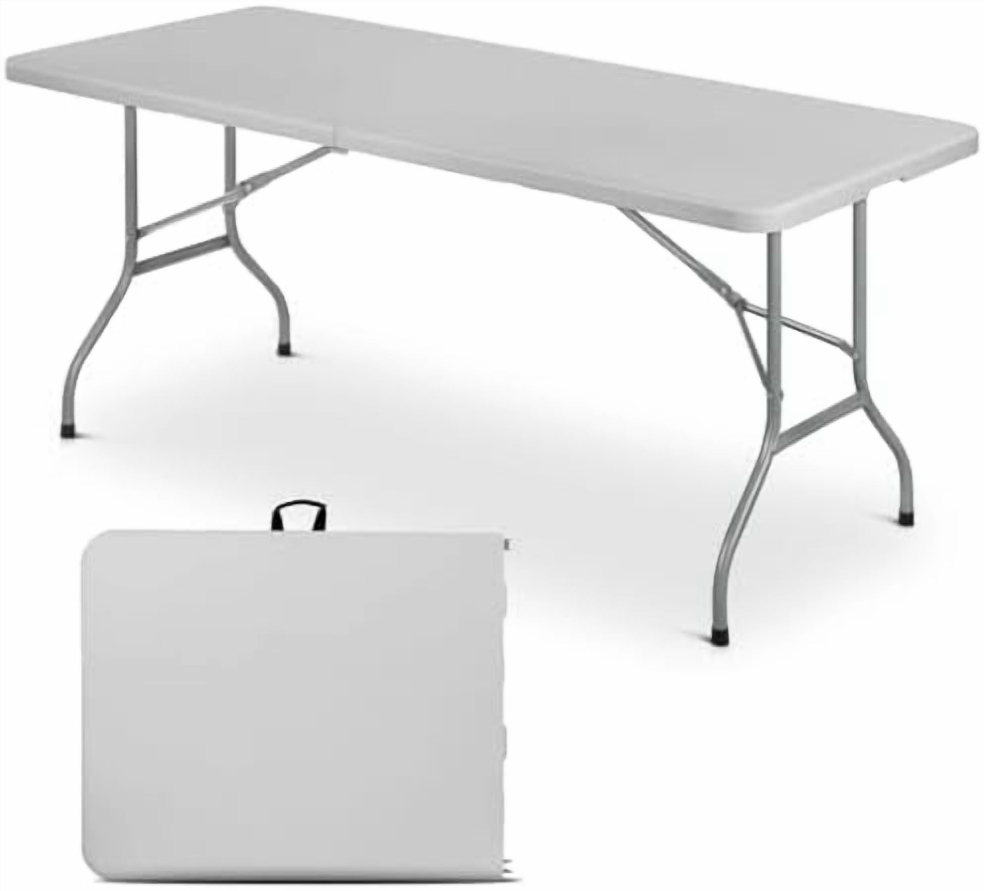 72 Inch Folding Table with Carry Handle, Portable Heavy Duty Plastic ...