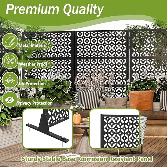 72-Inch High by 46-Inch Wide Metal Privacy Screen, Freestanding ...