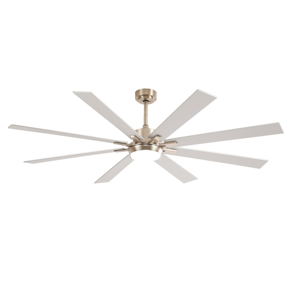 72 Inch Large Ceiling Fan with 3-Color Dimmable LED Light, 8 Curved ...