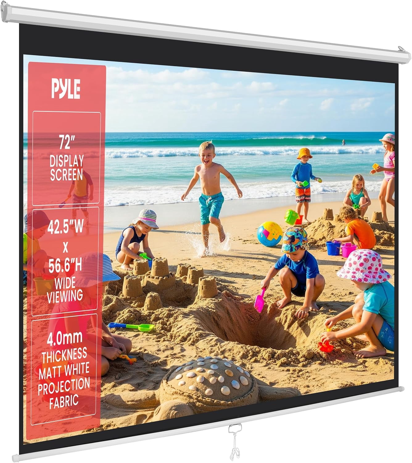 72-Inch Manual Pull Down Projector Screen, Matte White Projection ...