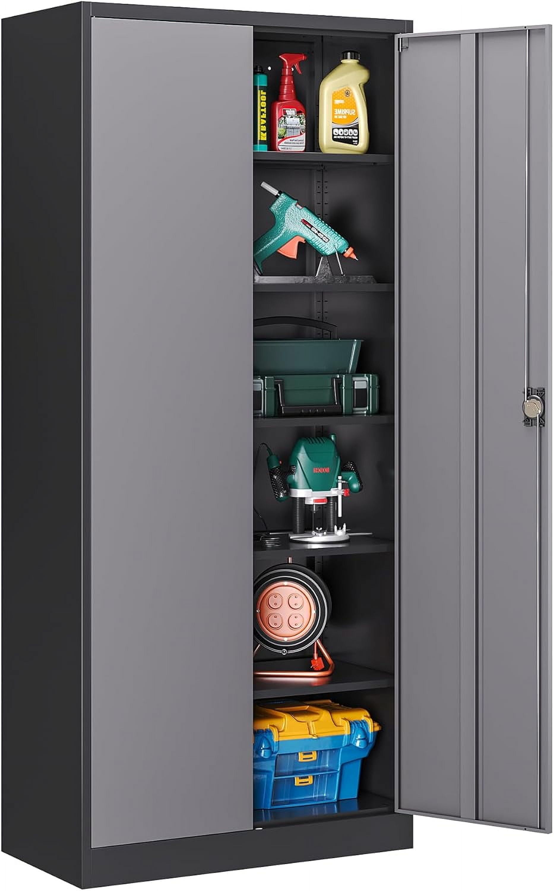 72 Inch Metal Cabinet,Locking Storage Cabinet with 2 Doors and 5 ...