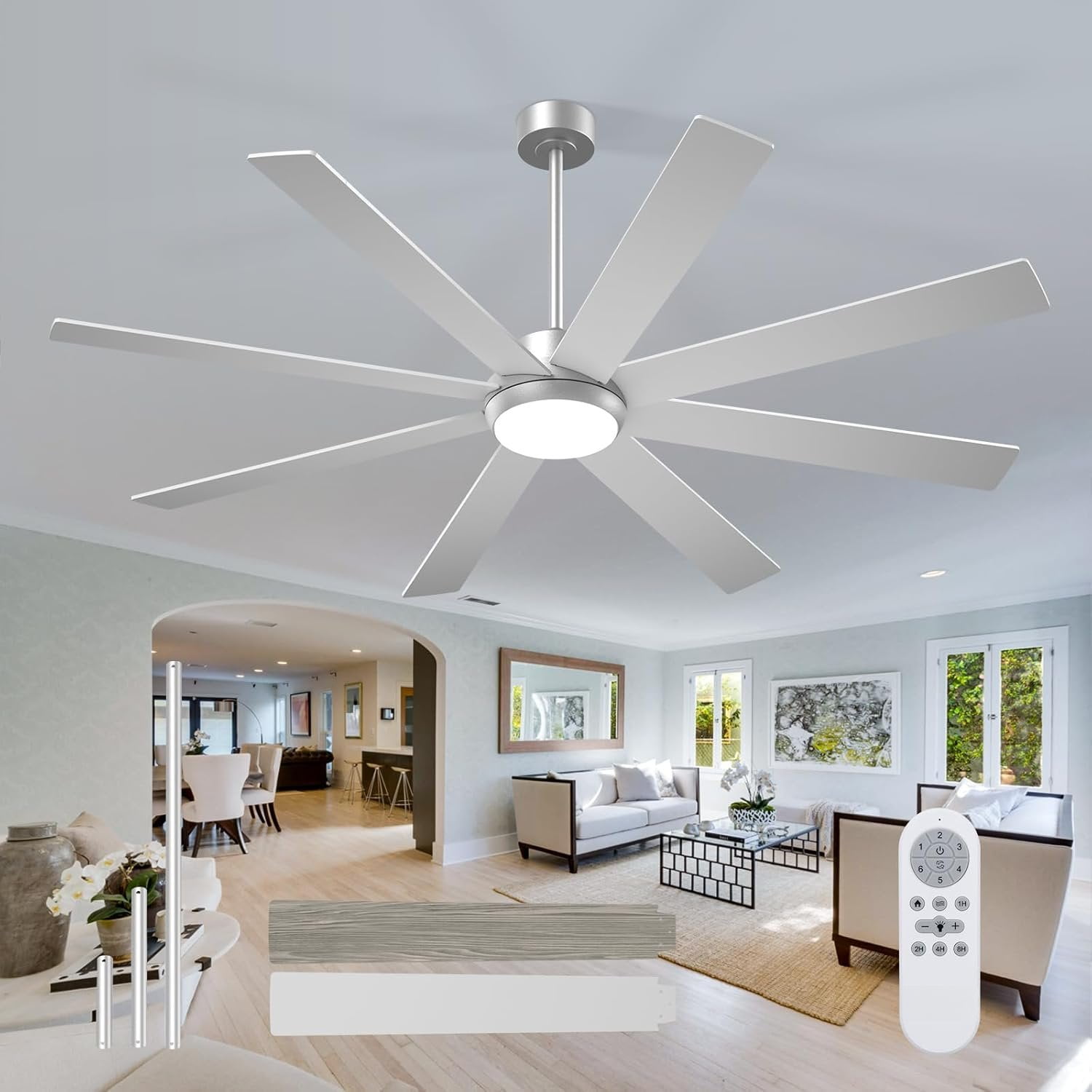 72 Inch Modern Ceiling Fans with Lights, Ceiling Fan with Light and ...