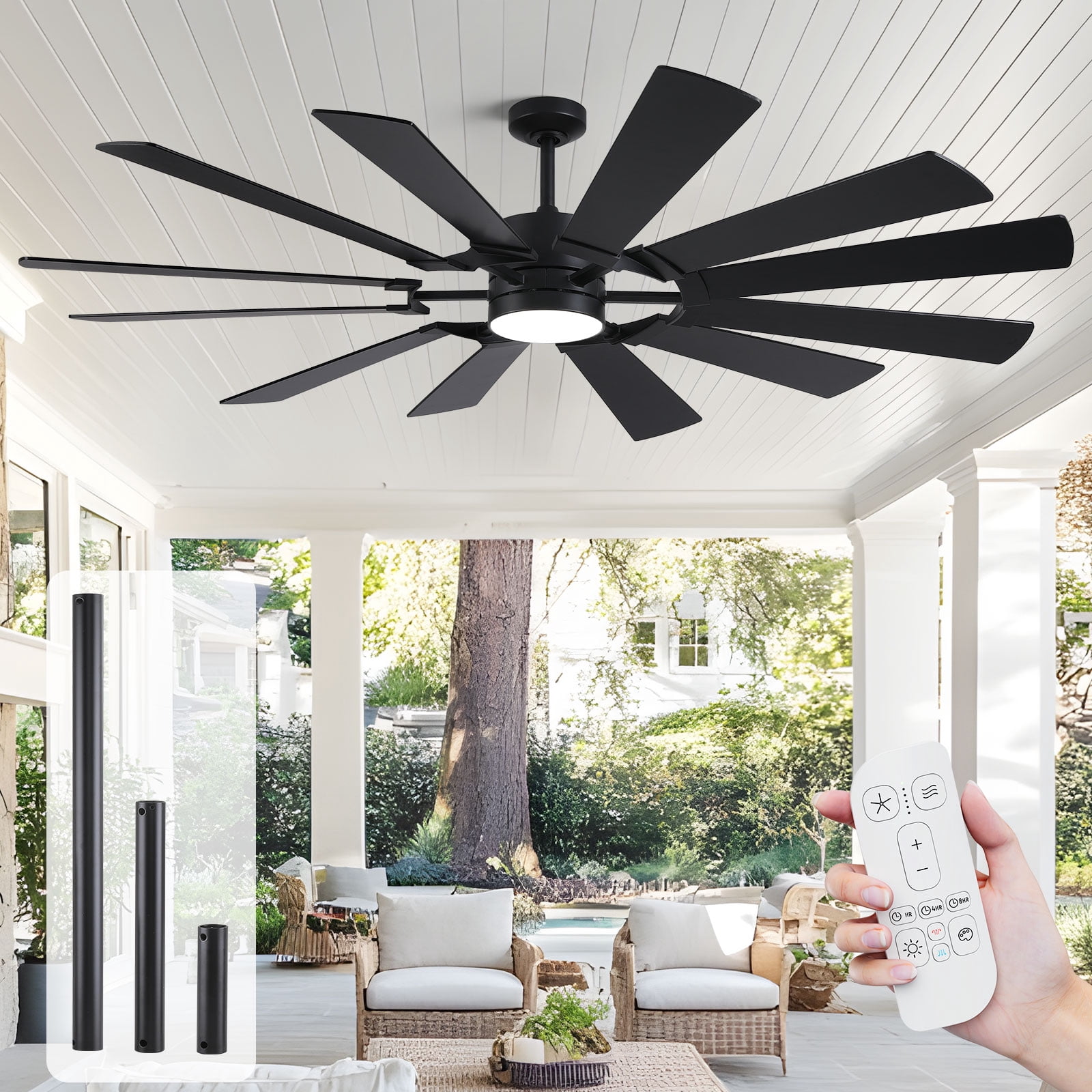 Double Outdoor Ceiling Fans Remote Control Outdoor Fan Depuley 52 Inch