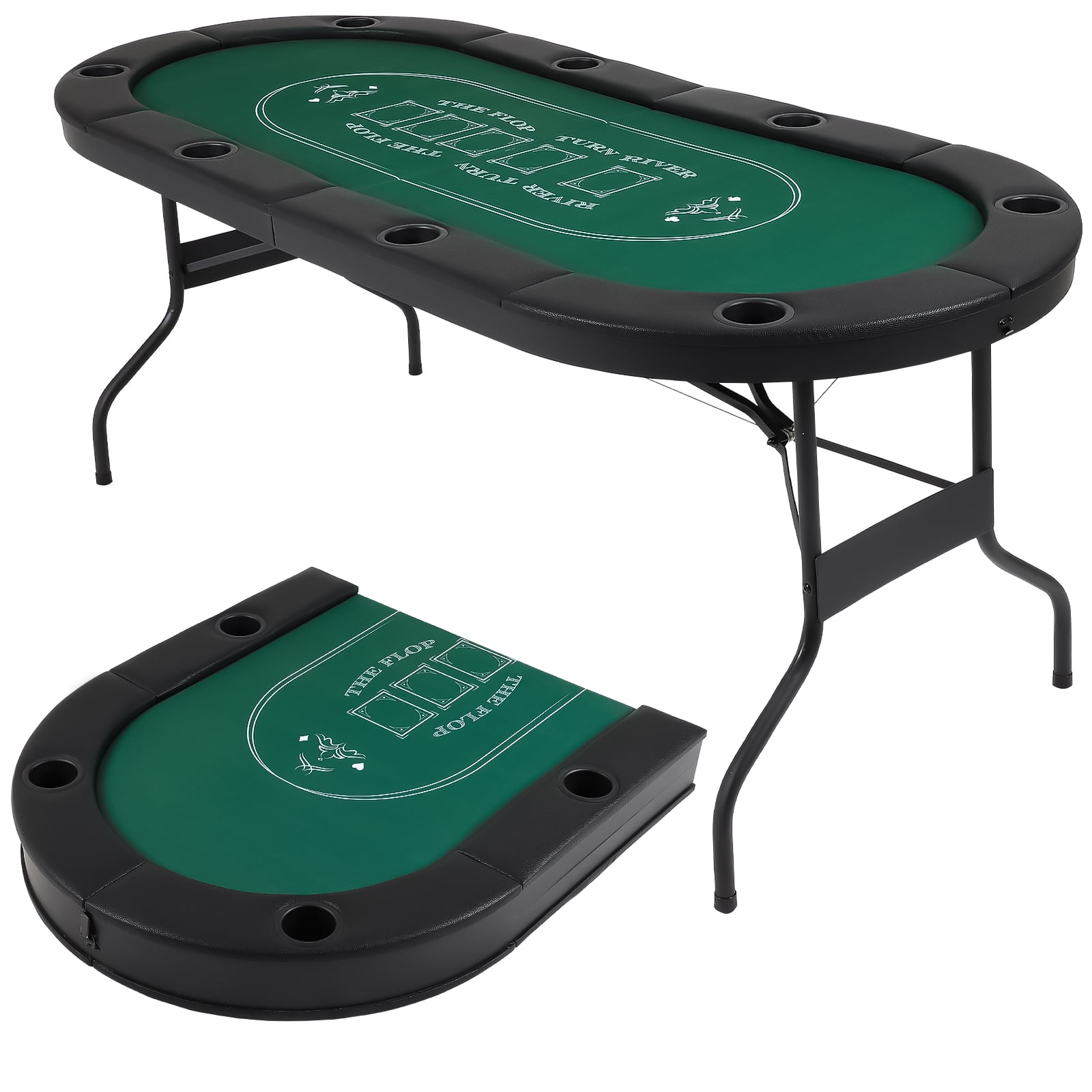 72 Inch Poker Table Foldable, 8 Player Folding Poker Table, Portable ...