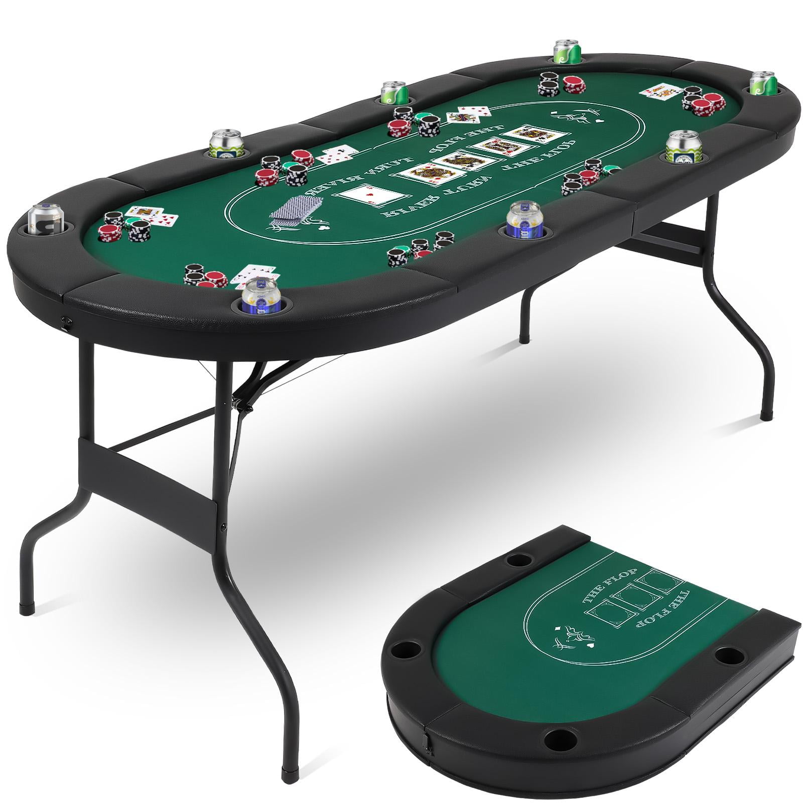 72 Inch Poker Table Foldable, 8 Player Folding Poker Table, Texas Poker ...