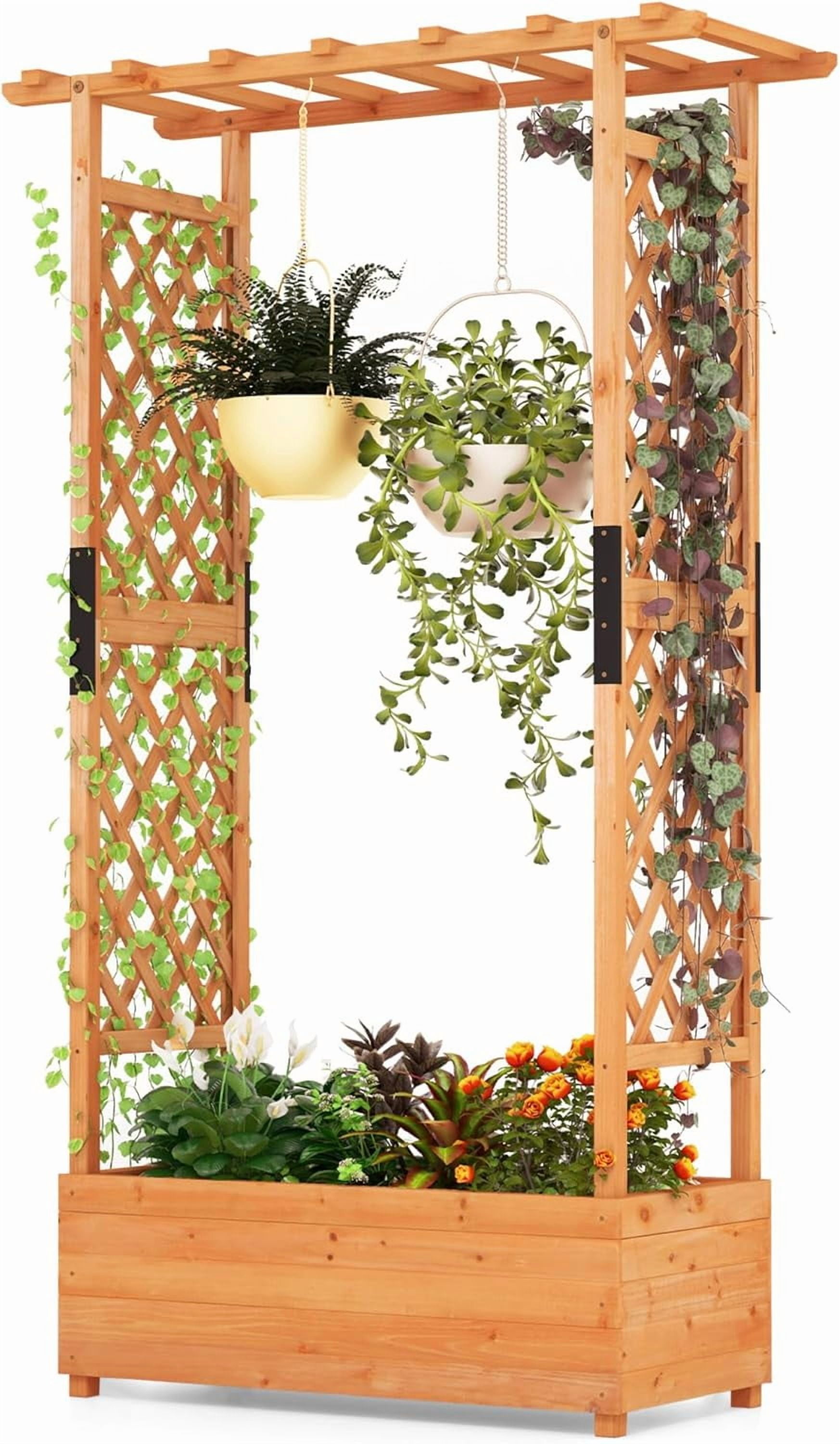 72-Inch Raised Garden Bed, Wood Garden Freestanding Elevated Planter ...
