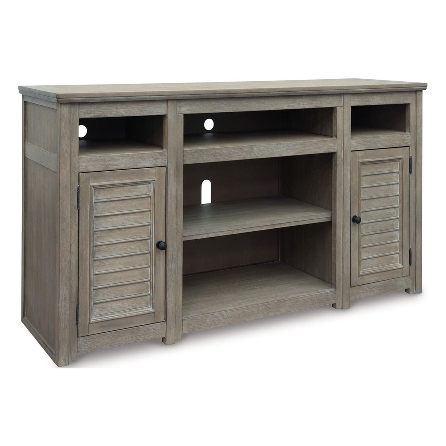 BenJara 72 Inch TV Media Entertainment Console, Louvered Door Panels ...