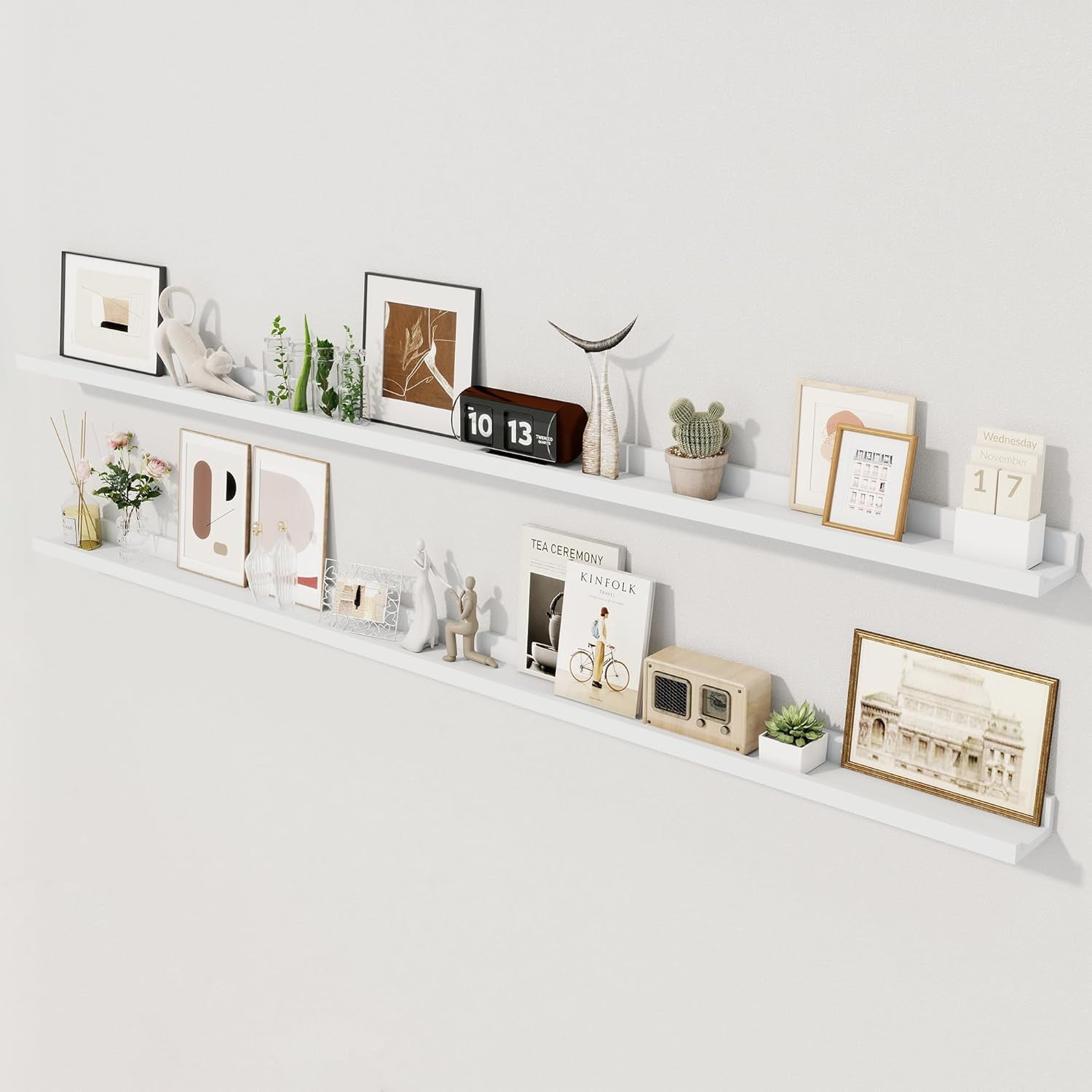 72 Inch White Floating Shelves for Wall | Picture Ledge Shelf Set of 2 ...