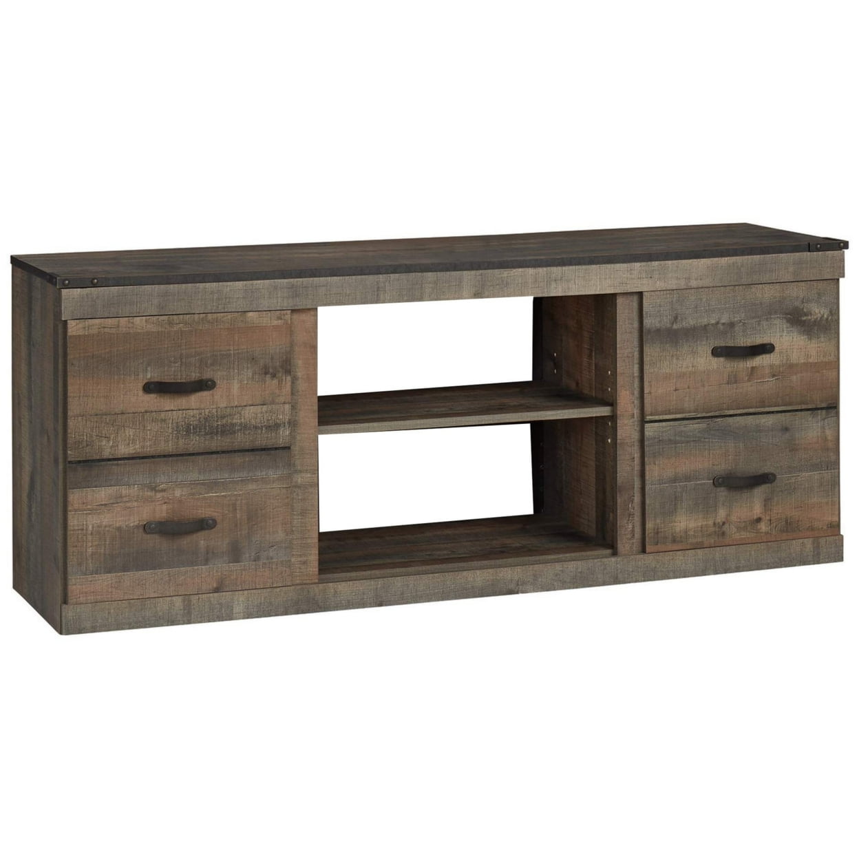 72 Inch Wood TV Media Entertainment Console Shelf Drawers Rustic Brown ...