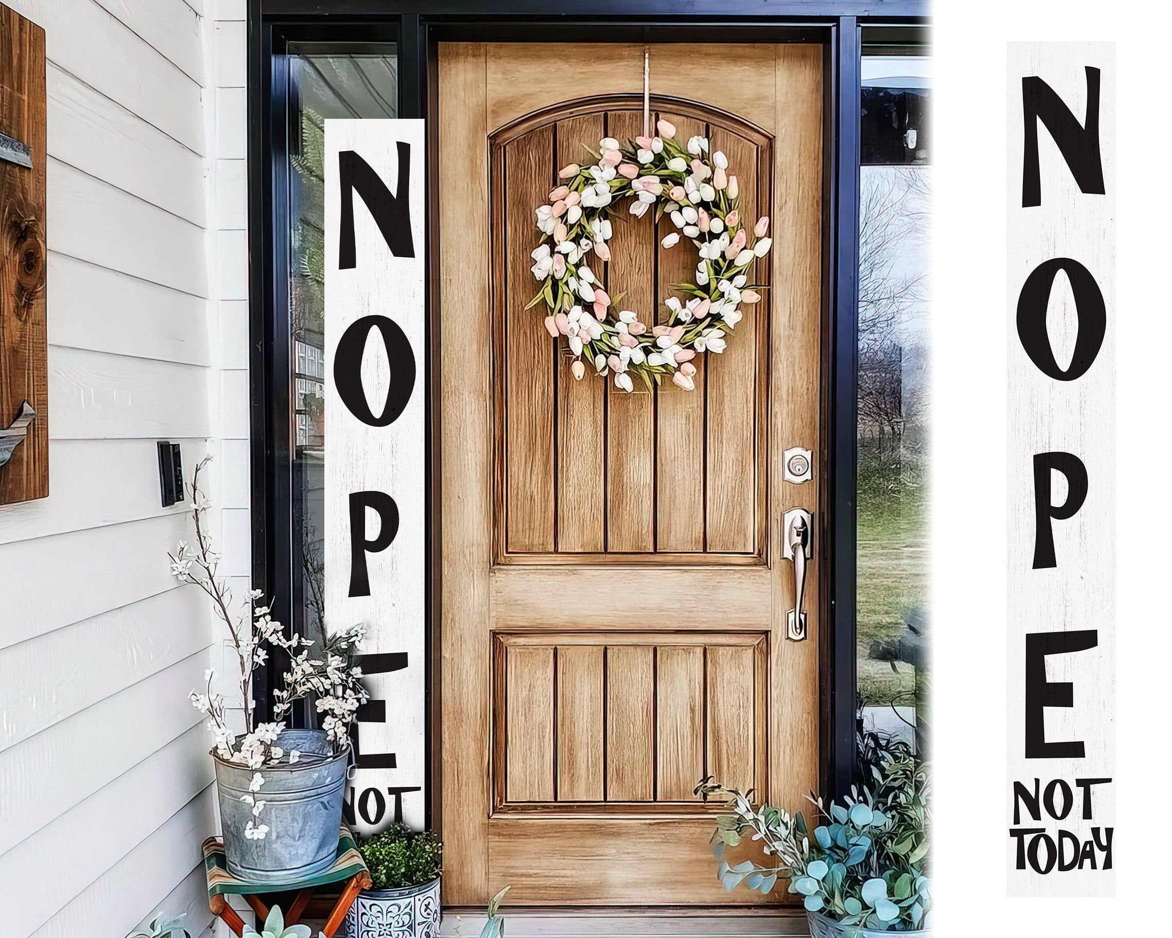 Nope, Not Today" Farmhouse Porch Sign | 72" Wooden Front Door Welcome ...