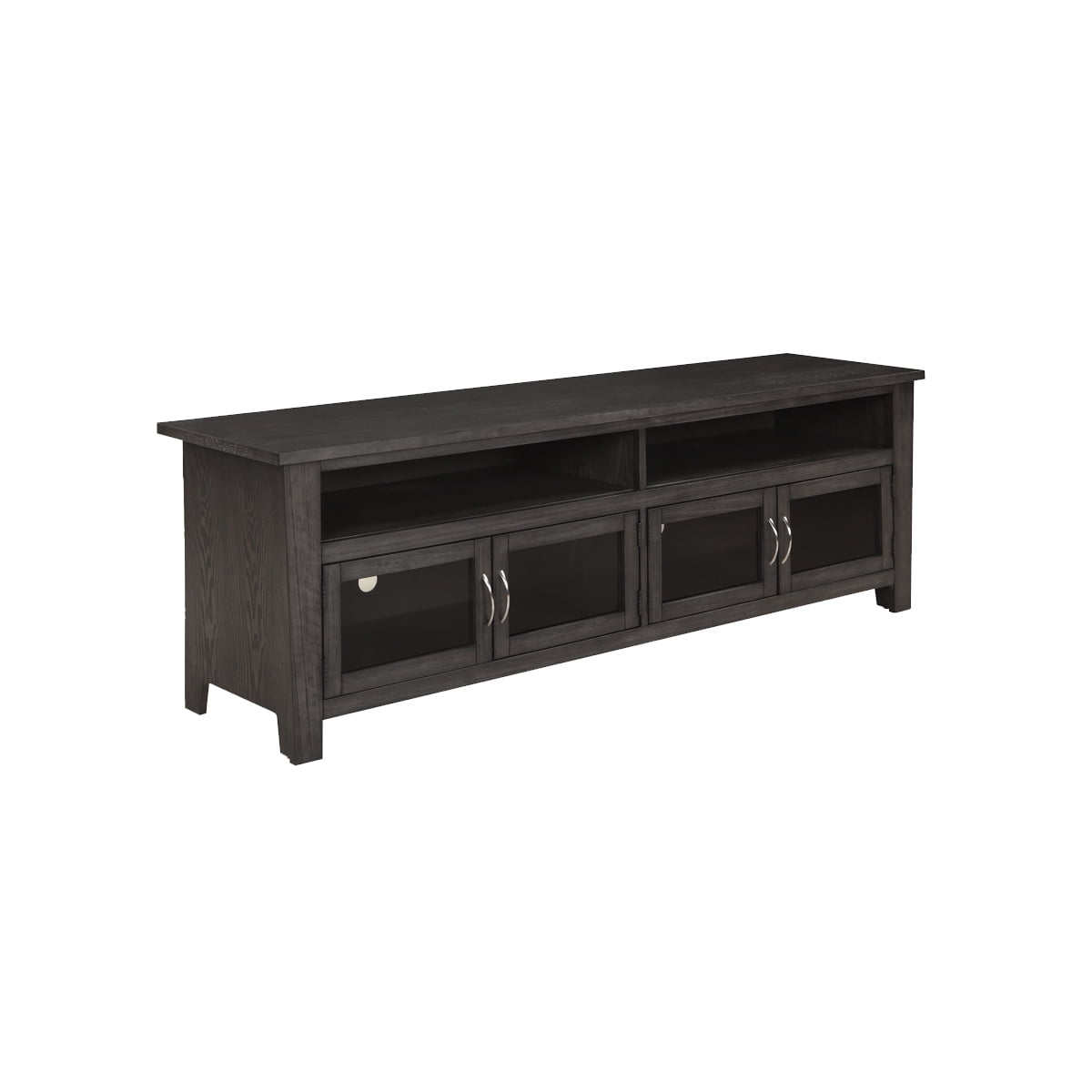 Benjara 72 Inch Wooden TV Console with 2 Cabinets and 2 Shelves, Dark ...